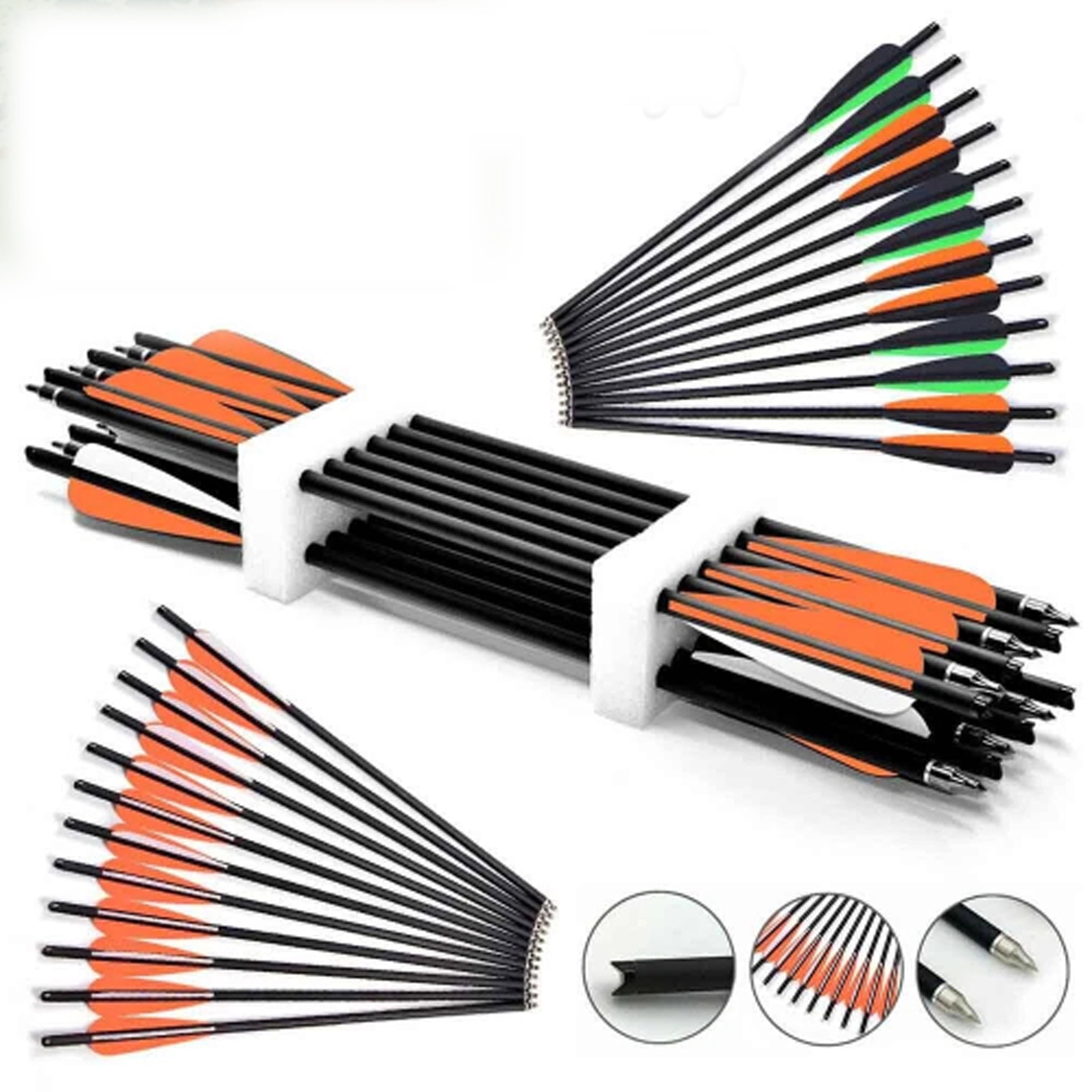 CAMOTUSE 20'' Carbon Bolts Crossbow Arrows with TPU Vanes, Screw-in ...