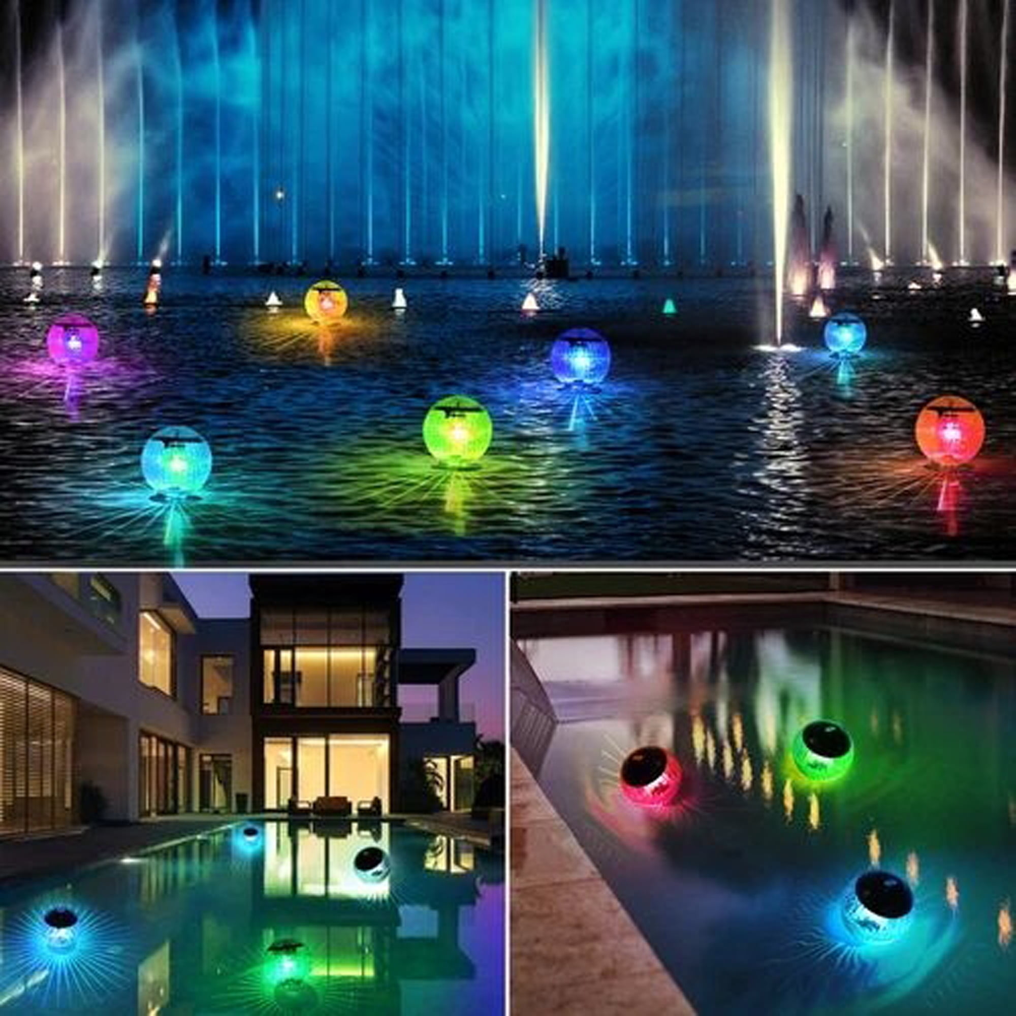 CAMOTUSE 3 Packs Solar Floating Pool Light,RGB Color Changing Pool ...