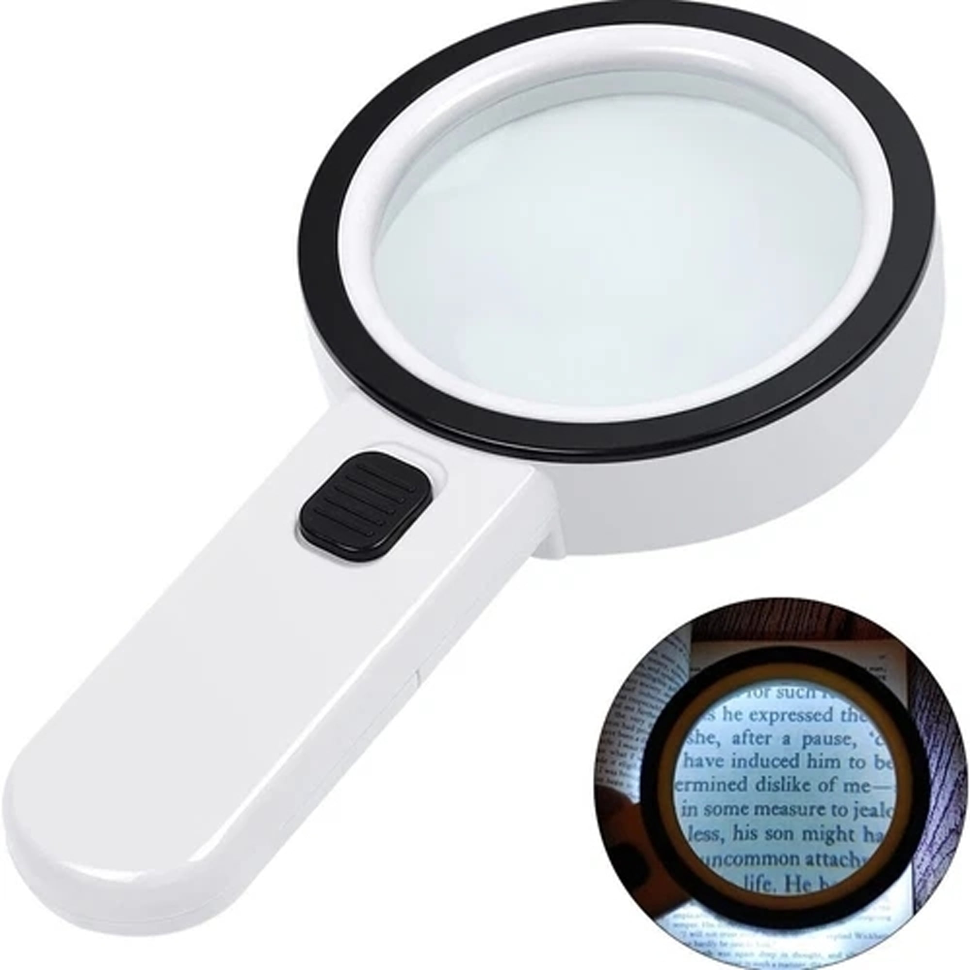 CAMOTUSE 30X Jumbo Handheld Magnifying Glass w/ 12 Bright LED Light ...