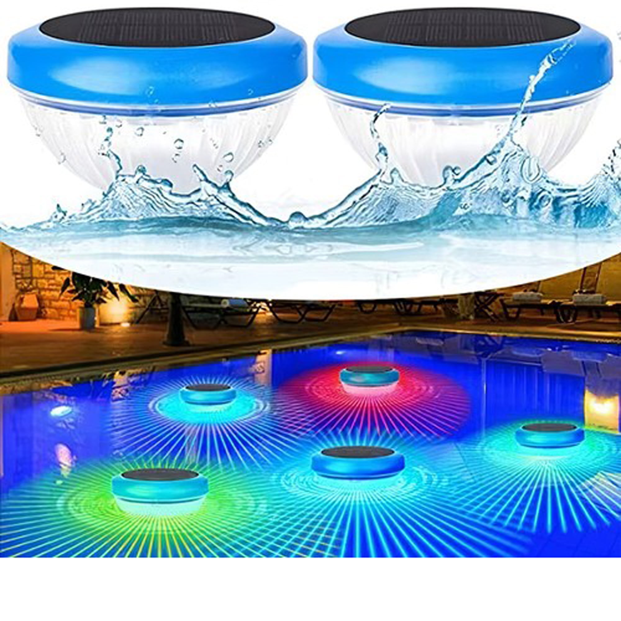 CAMOTUSE 4 Packs Solar Floating Pool Lights Color Changing Waterproof ...