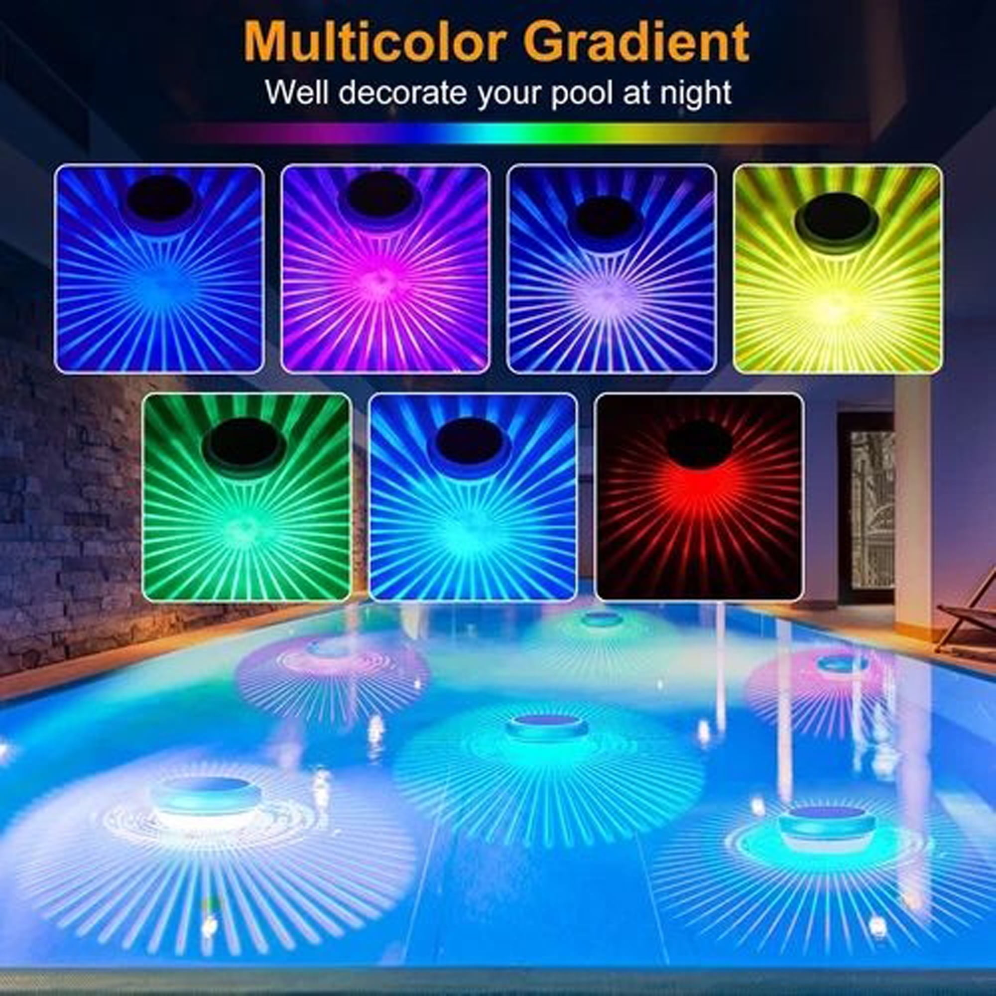CAMOTUSE 4 Packs Solar RGB LED Floating Light Colorful Swimming Pool ...