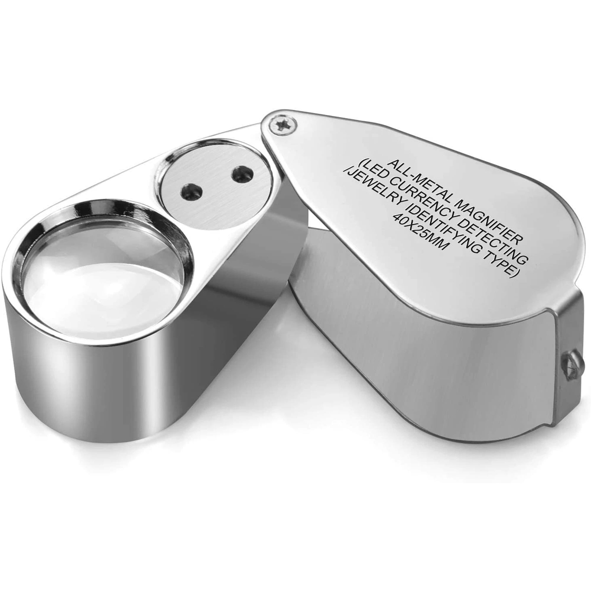 CAMOTUSE 40X Jewelers Loupe Jewelry Loop Coin Magnifier Light Pocket ...
