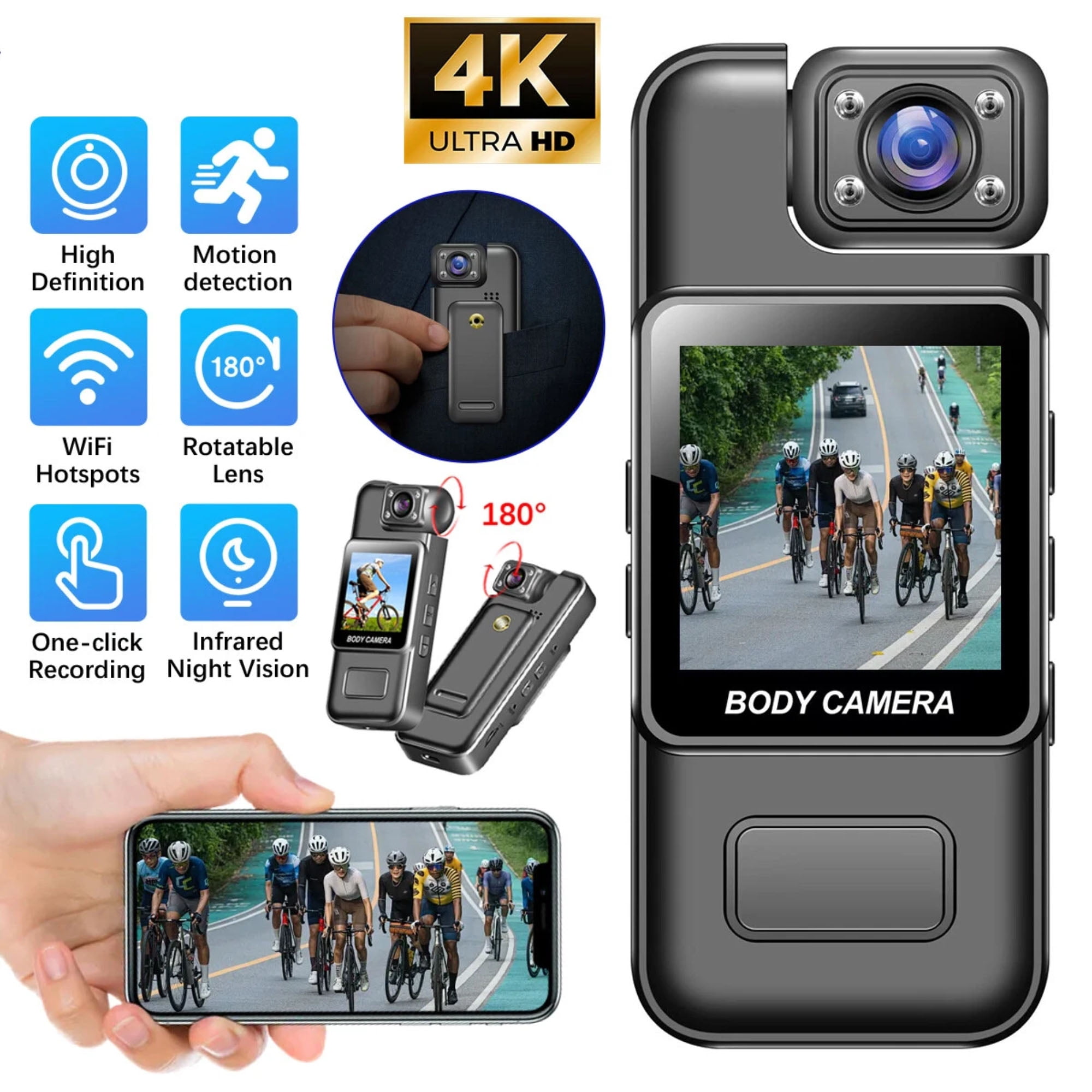 CAMOTUSE 4K WIFI Camcorder HD 1080P Audio Video DVR IR Night Cam Mini ...