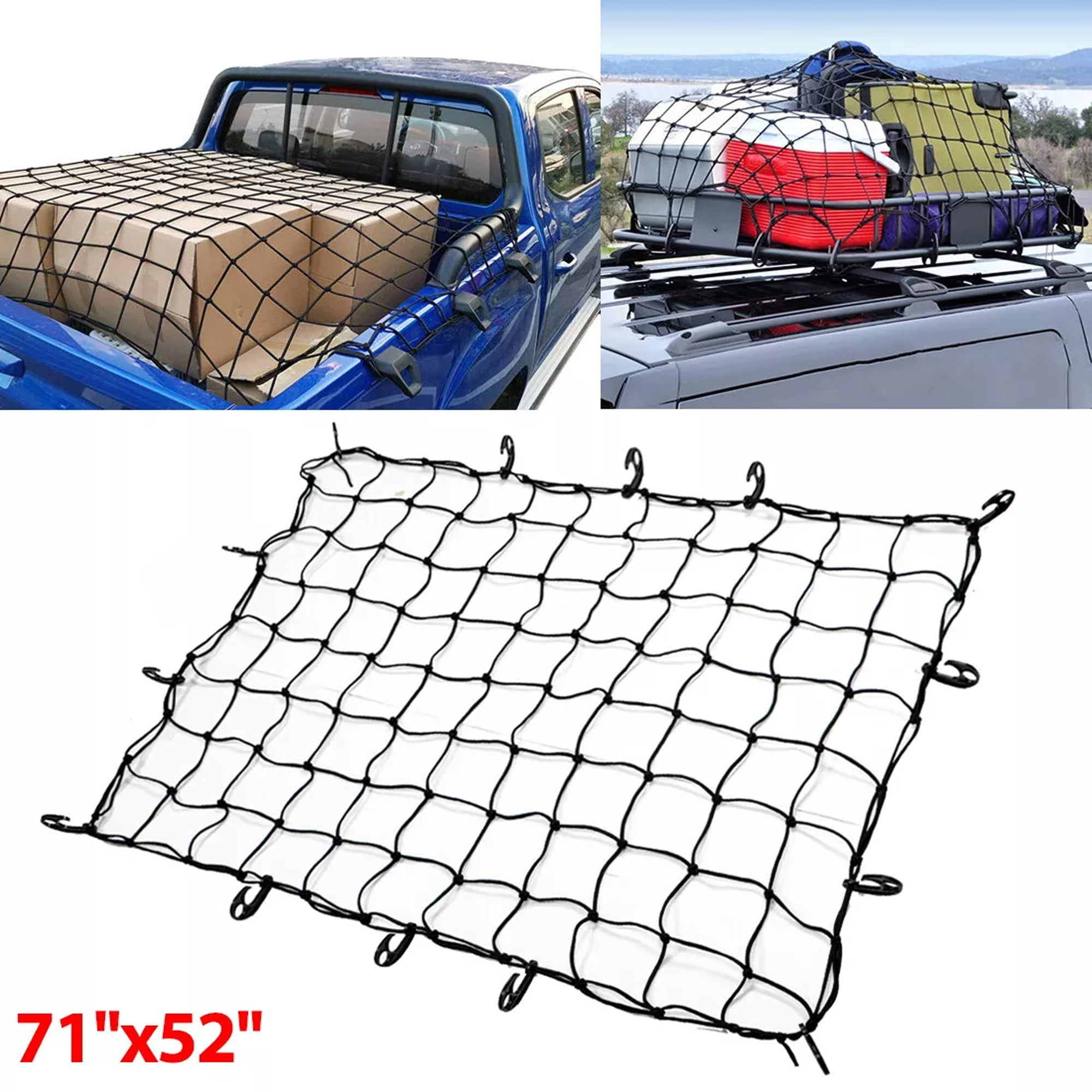 CAMOTUSE 52''x 71'' Roof Rack Cargo Net Bungee Mesh 14 Hooks Pickup SUV ...