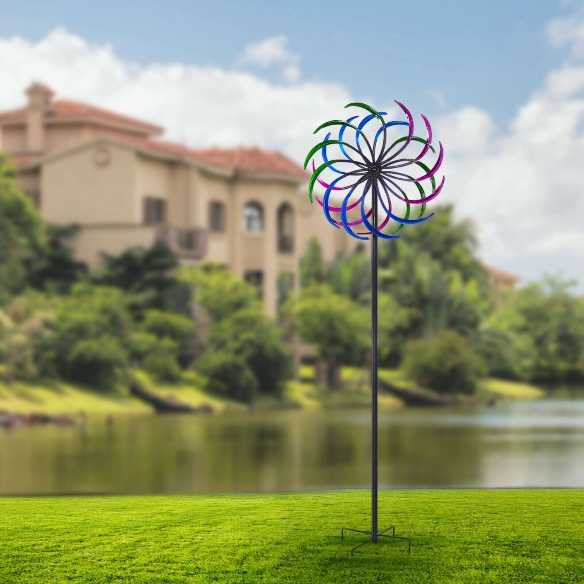 CAMOTUSE 79-inch Metal Dynamic Rainbow Decorative Windmill - Walmart.com