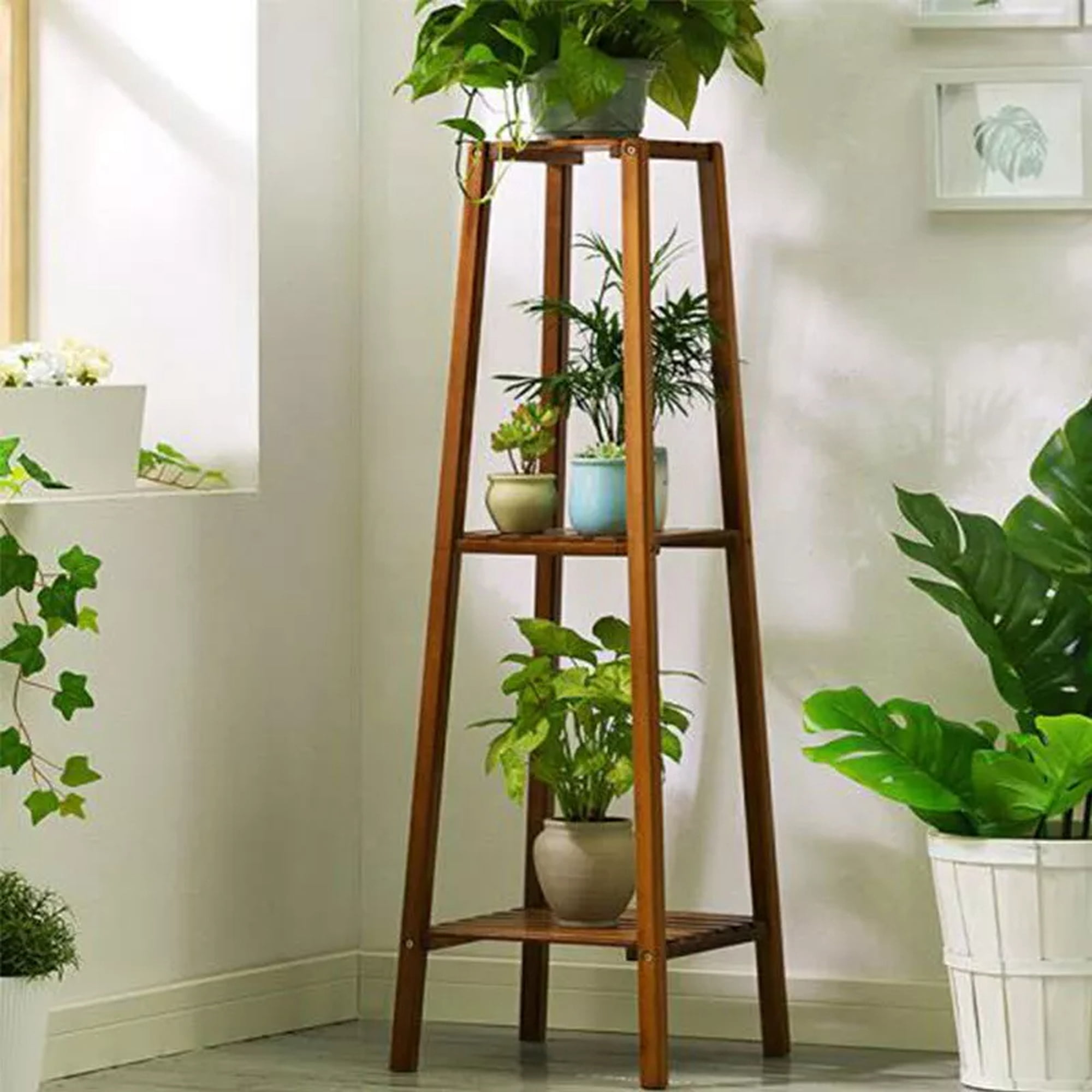 CAMOTUSE Bamboo Plant Flower Stand Rack Multi Tier Corner Tall Flower ...