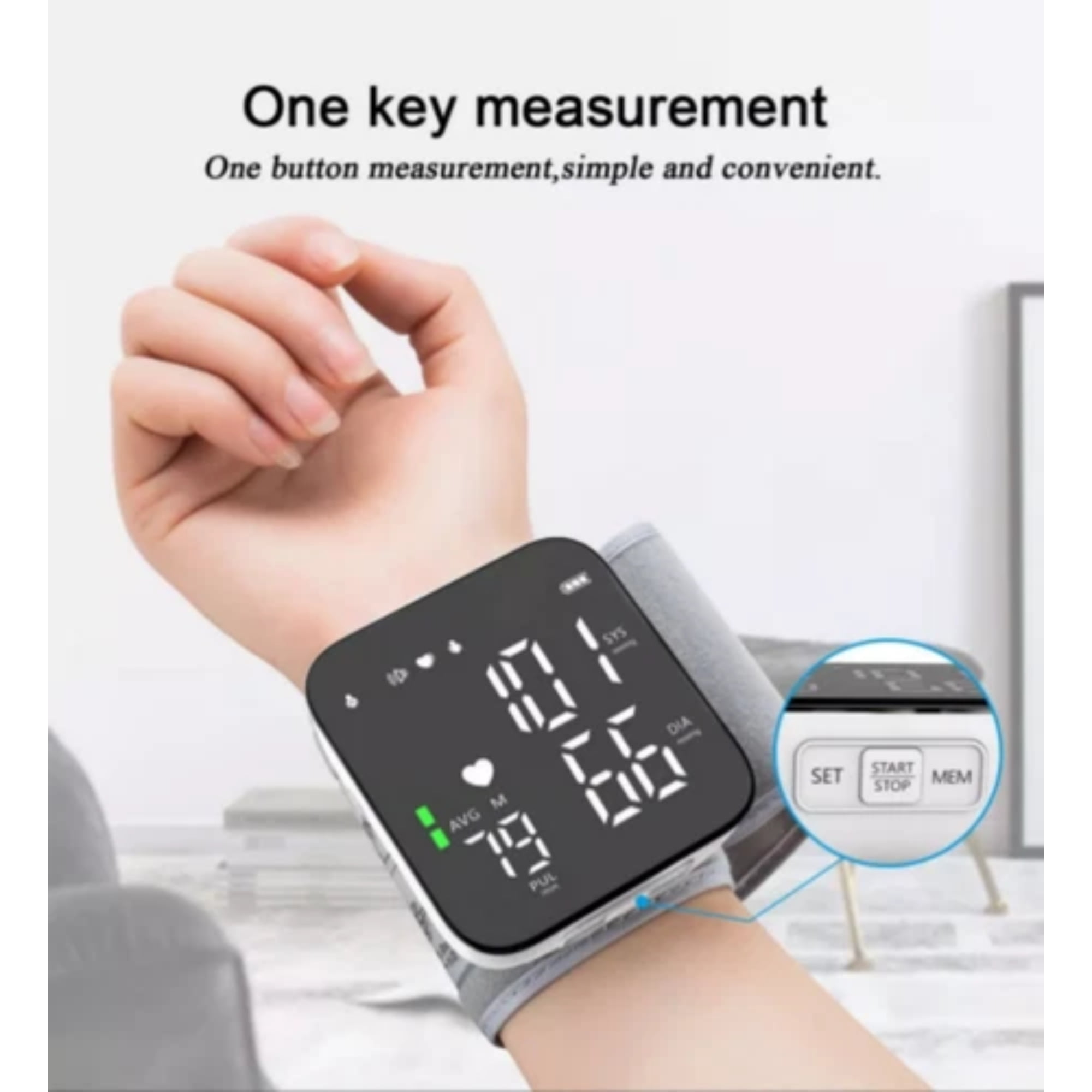 CAMOTUSE Digital Wrist Blood Pressure Monitor BP Machine Cuff LED Heart ...