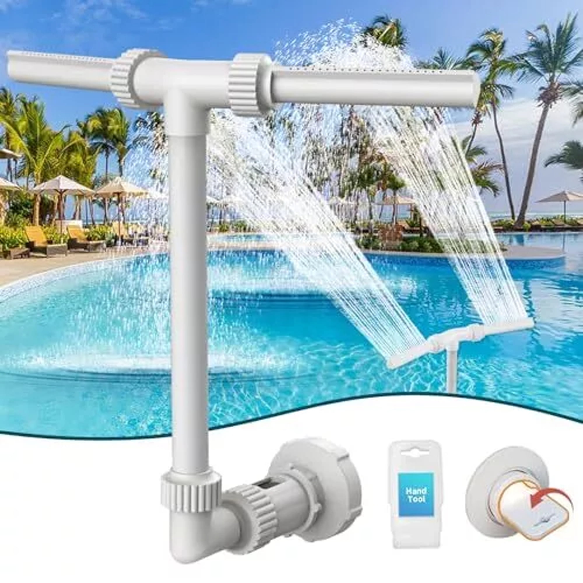 CAMOTUSE Double Swimming Pool Fountain Stand Cooling Sprinkler System ...