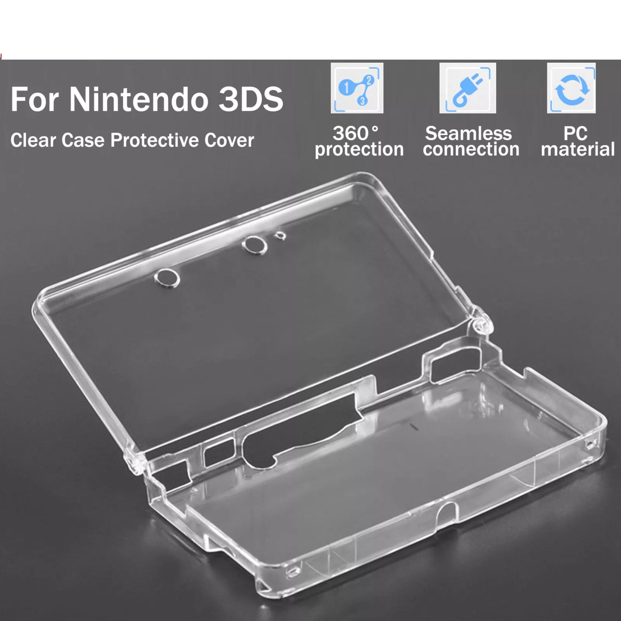 CAMOTUSE For Nintendo 3DS Clear Snap-on Plastic Crystal Hard Shell Case Protective Cover ...