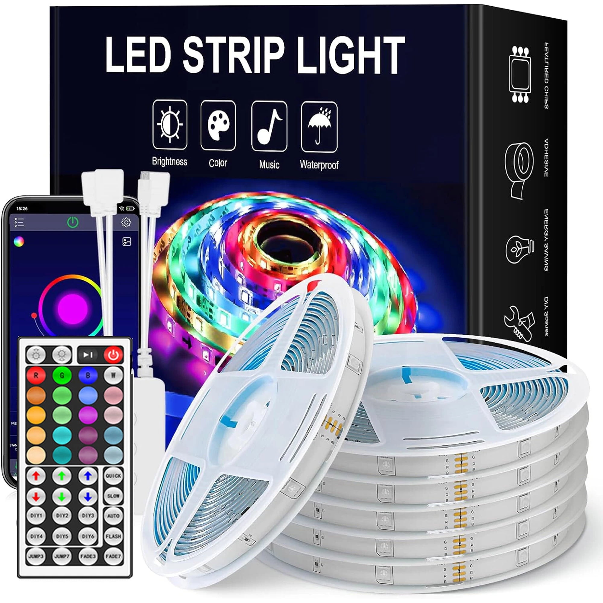 CAMOTUSE LED Strip Lights 16.4-100ft RGB Led Room Lights 5050 Led Tape ...