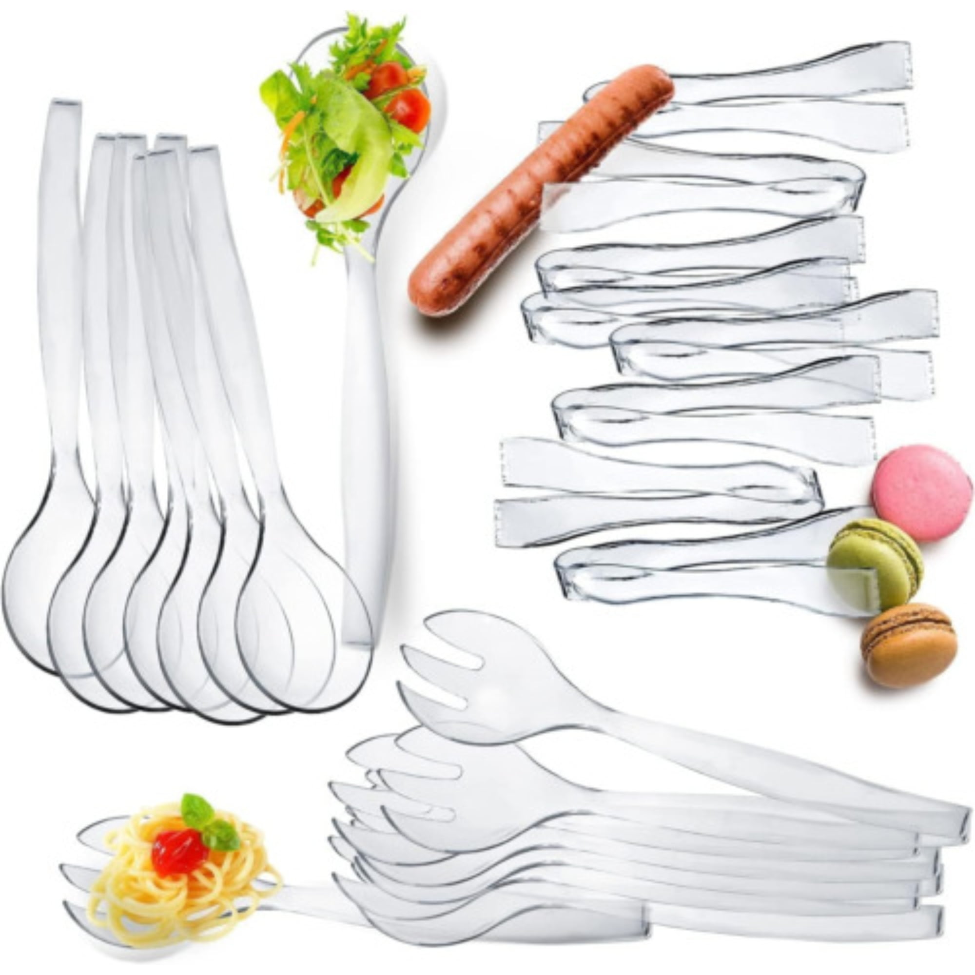 CAMOTUSE NEW18 Count Disposable Serving Utensils, Clear Plastic ...