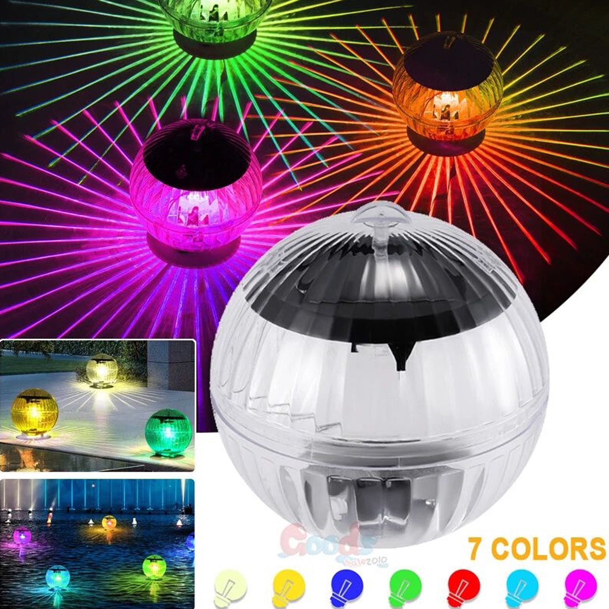 CAMOTUSE Solar RGB LED Floating Light Colorful Swimming Pool Pond ...