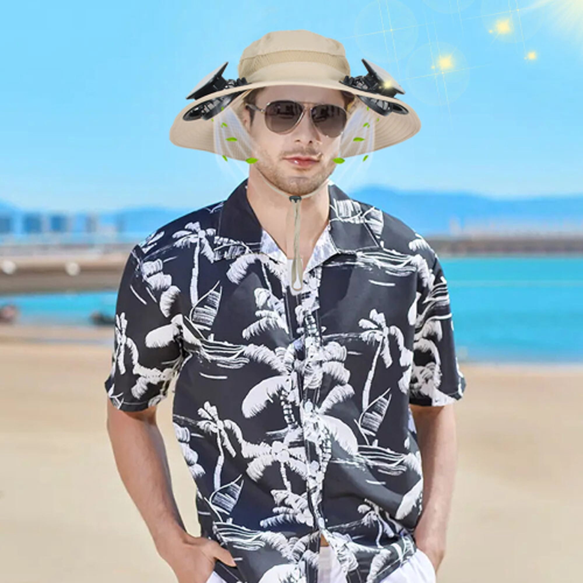 CAMOTUSE Solar & USB Powered Fan Outdoor Fishing Hat, Sunscreen Sun Hat ...
