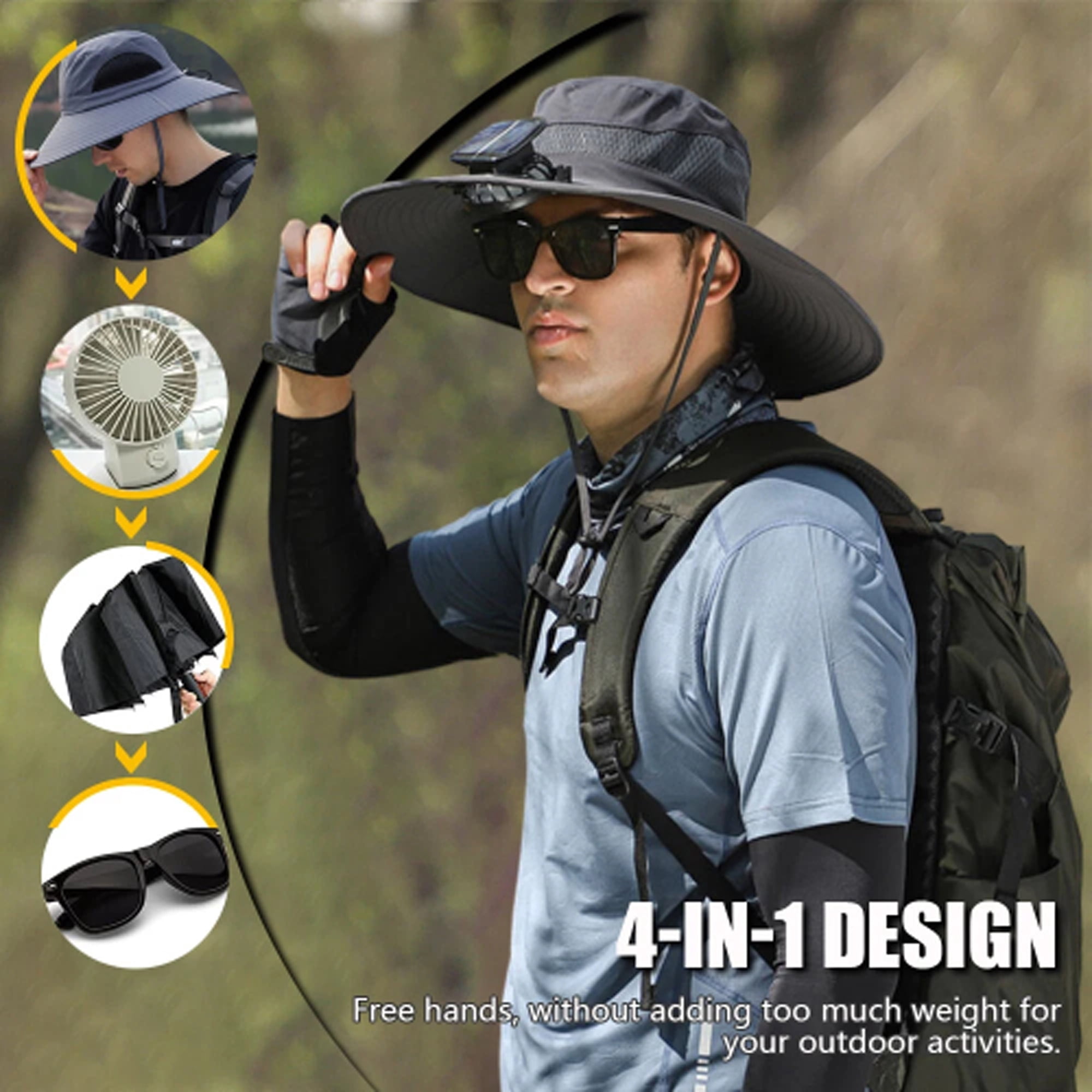CAMOTUSE Wide Brim Sun Hat UV Protection Bucket Cap For Hiking Camping ...