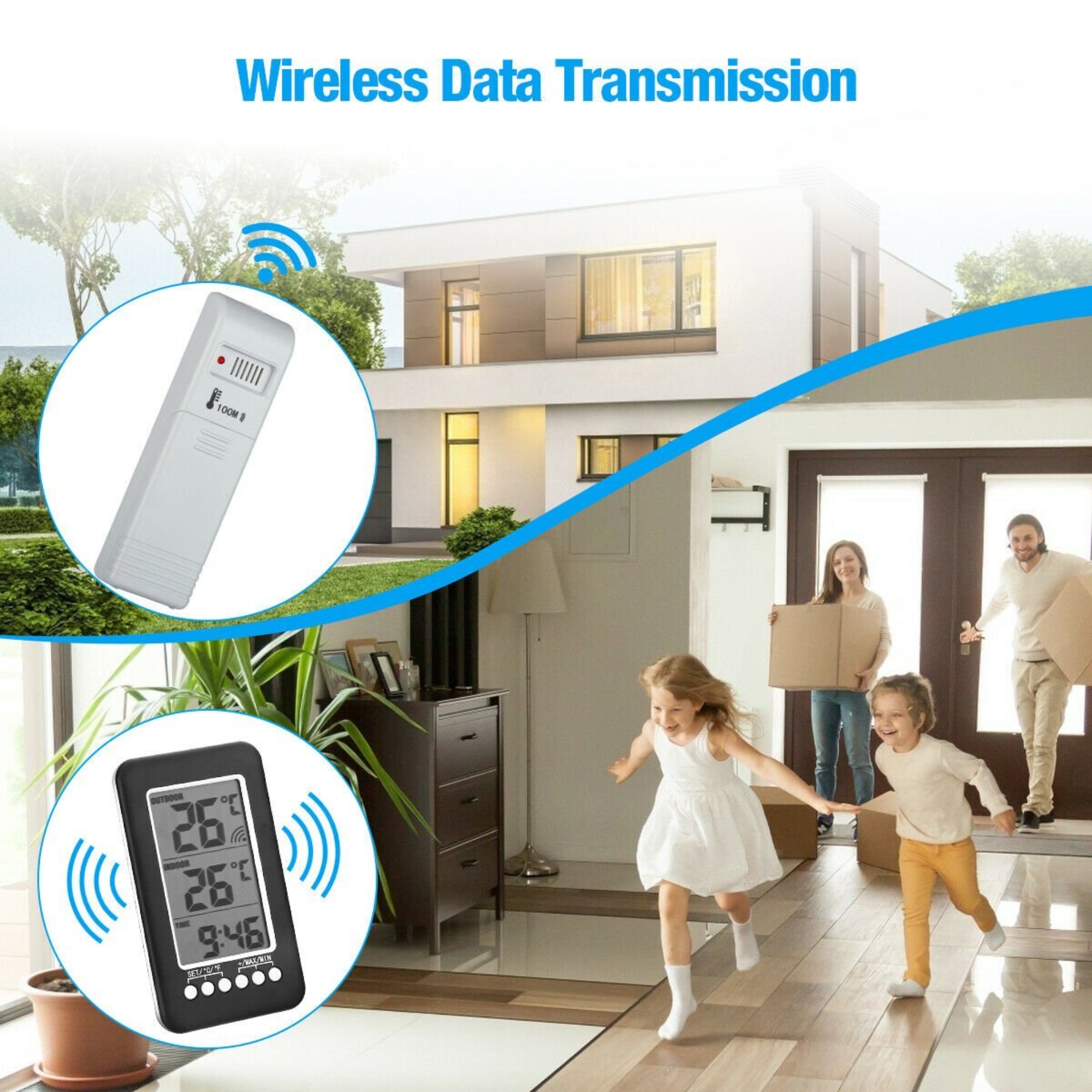 CAMOTUSE Wireless Indoor/Outdoor Digital Thermometer with Remote Sensor ...