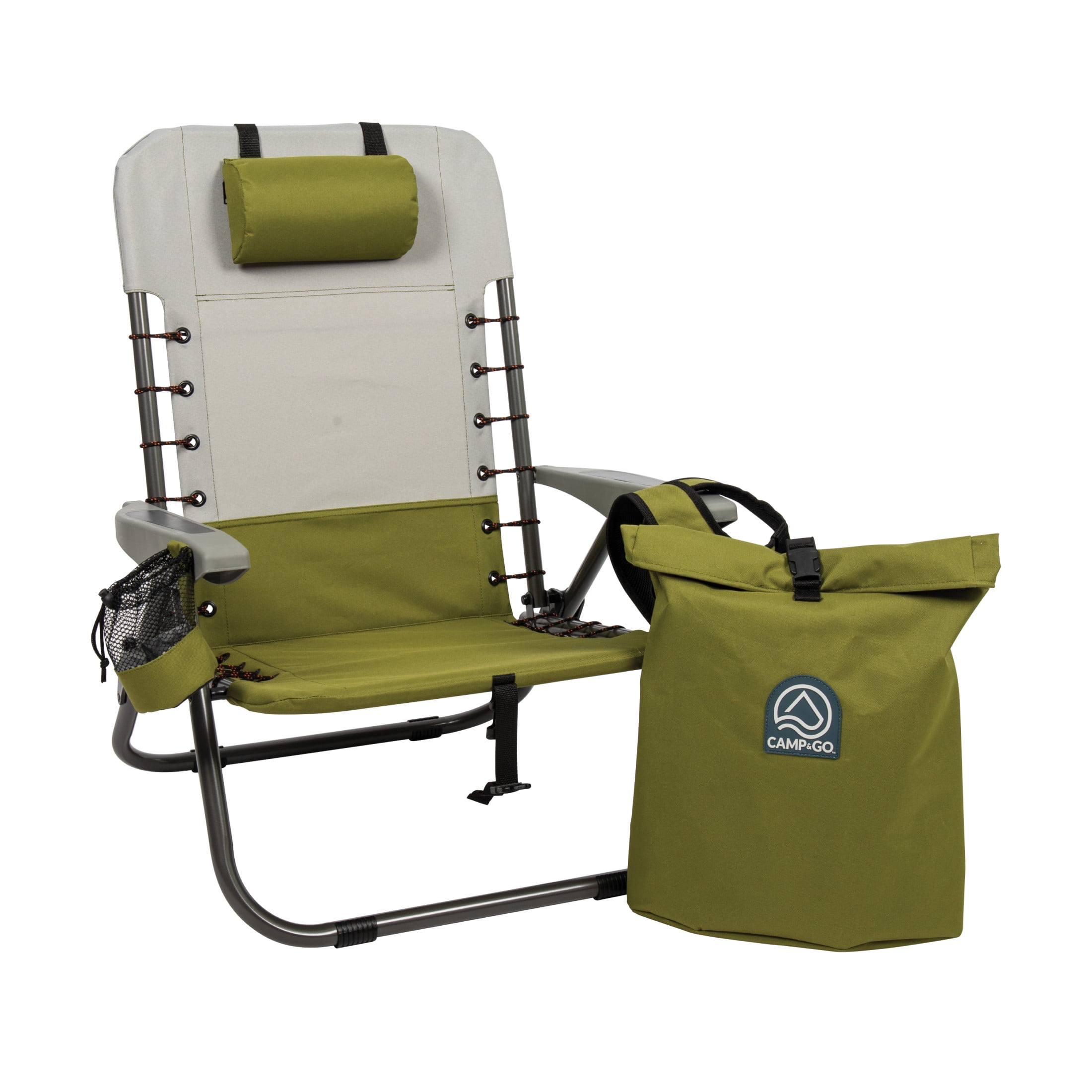 CAMP & GO Outdoor Travel Backpacking Chair, 4-Position Lace-up ...