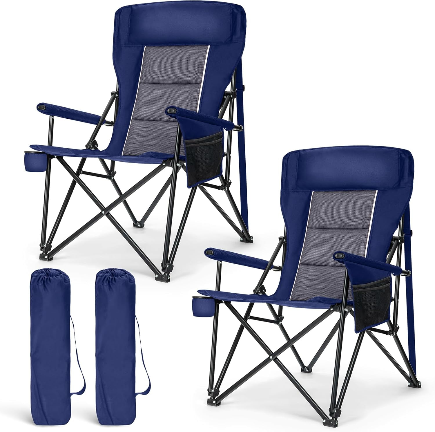 LET'S CAMP Oversized Camping Chairs 29.52" High Back Heavy Duty Lawn ...
