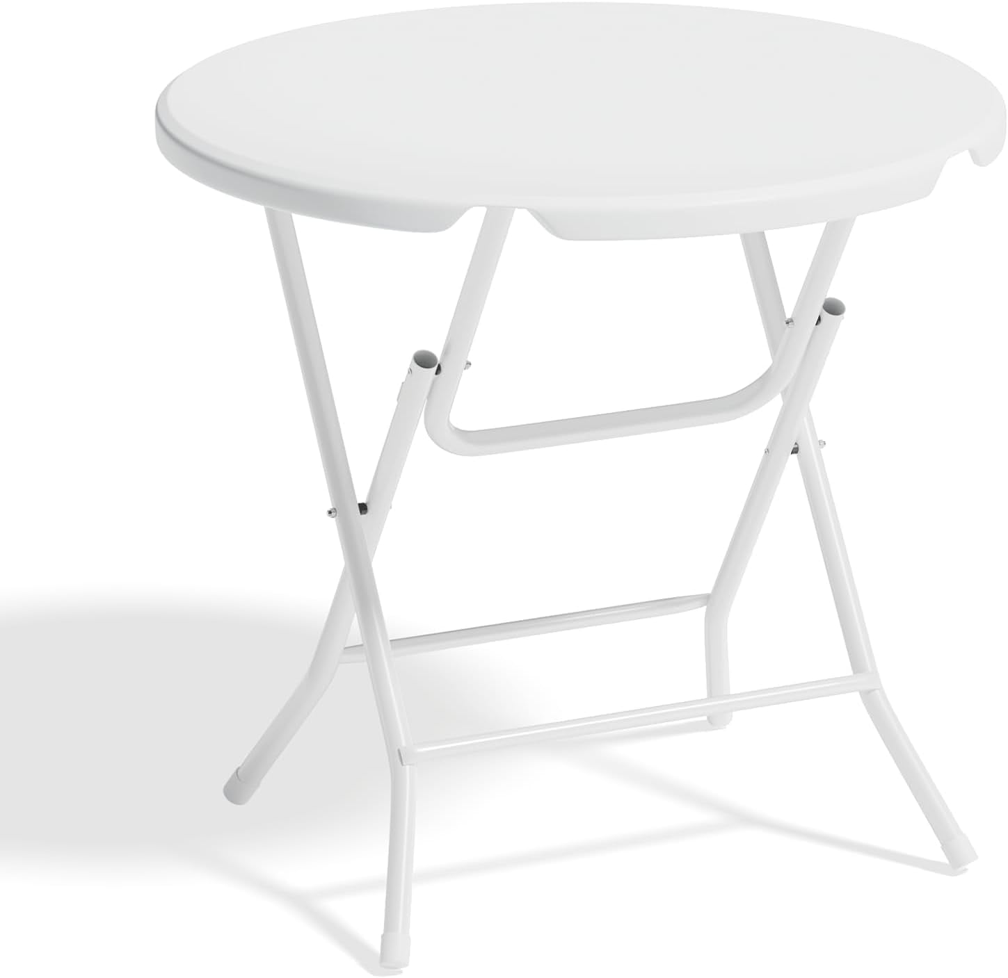 2.6Ft Round Foldable Table Portable Plastic Table for Banquet Even ...