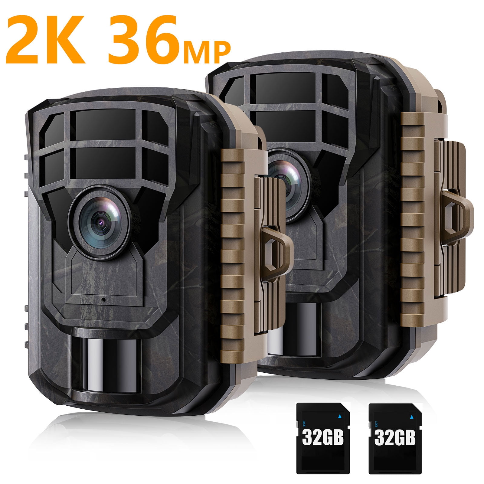 CAMPARK 2 PACK Wildlife Trail Camera, 36MP 2K, Night Vision, Waterproof ...