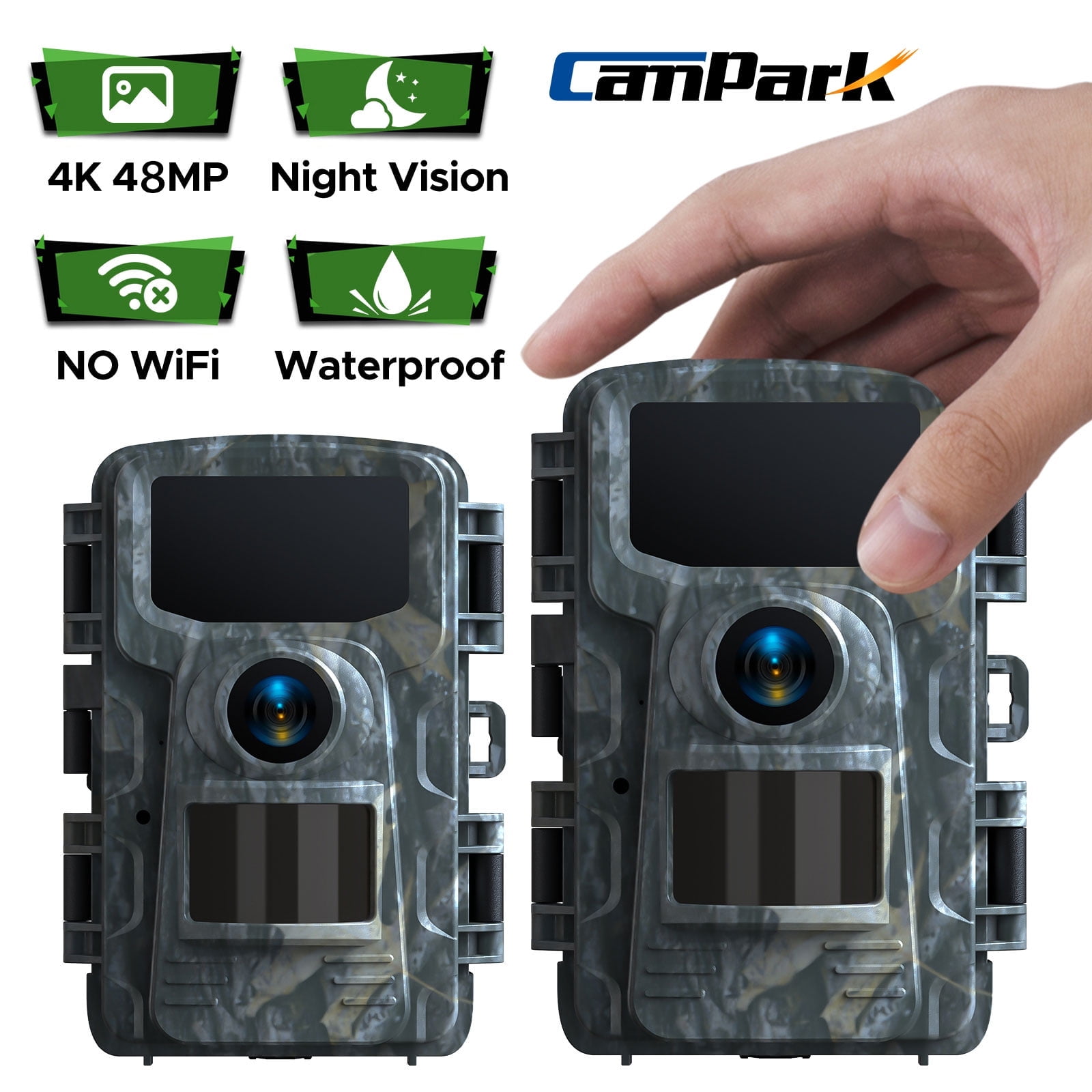 Campark 2-Pack 4K 40MP Trail Camera with Night Vision, Waterproof, 0.1s ...