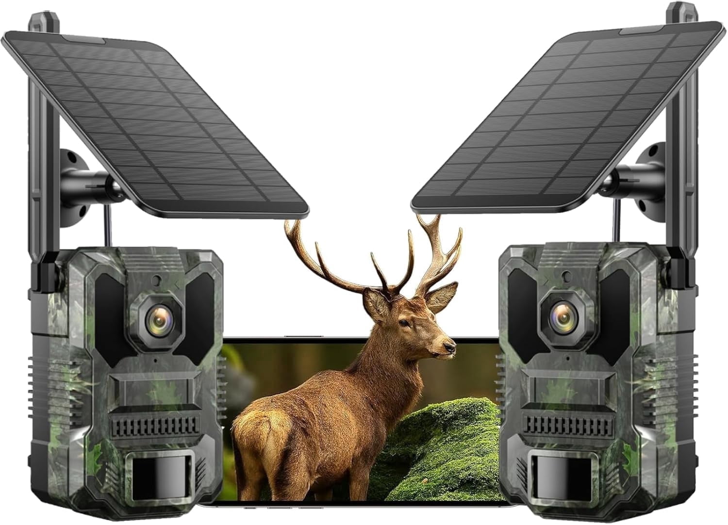 CAMPARK 2 pack 4G Cellular Trail Camera 2.5K Live Feed Solar Powered ...