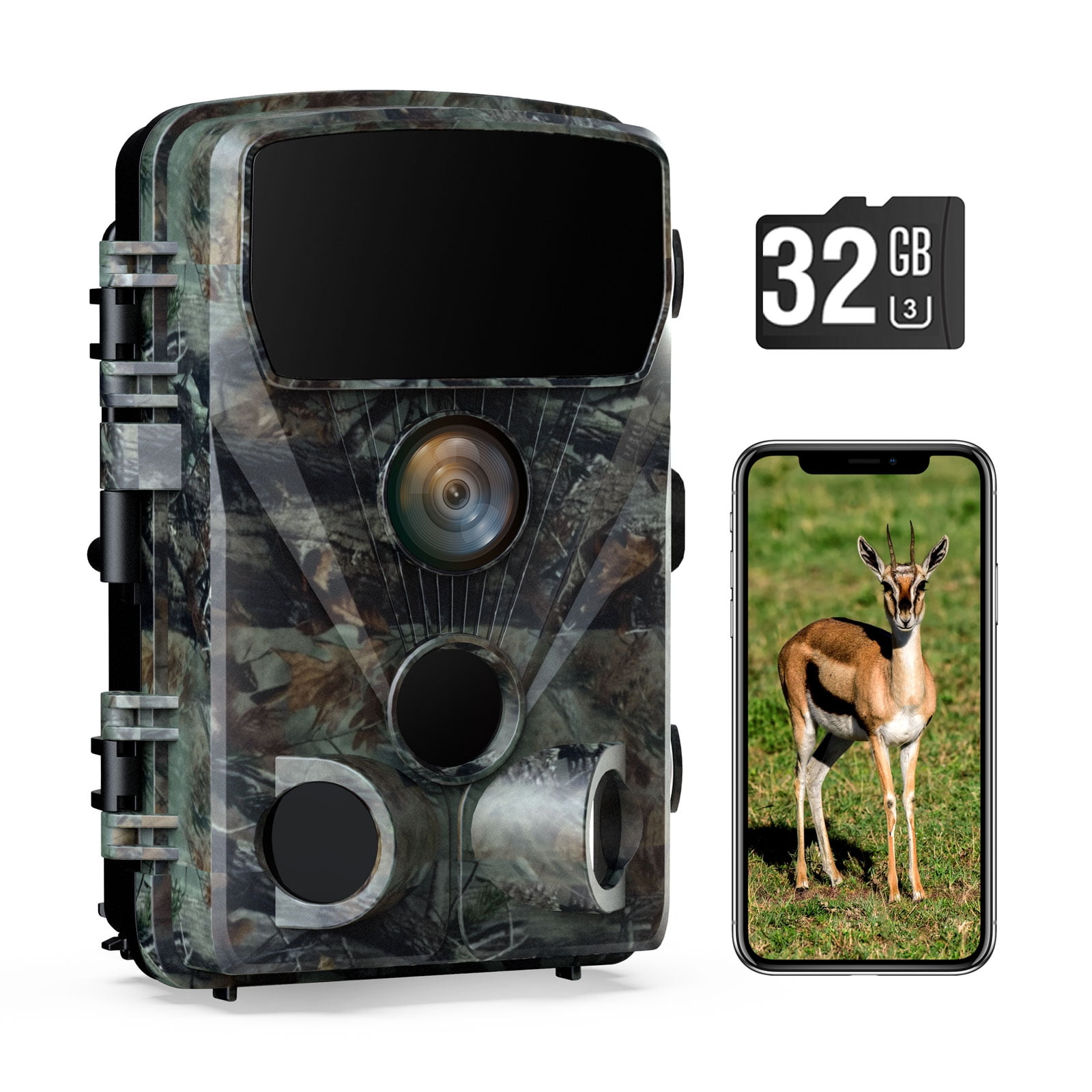 CAMPARK 4K WiFi Trail Camera with SD Card Deer Hunting Game Camera Bluetooth 24MP Trail Cam with ...