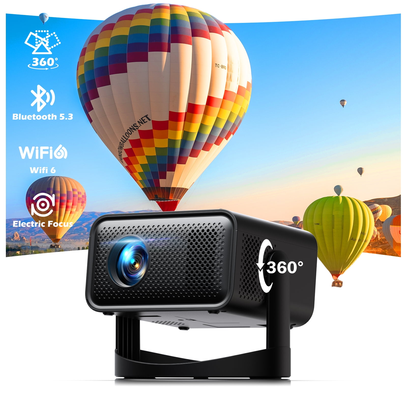 CAMPARK Smart Projector, 4K/300 ANSI Mini Portable Projector with WiFi ...