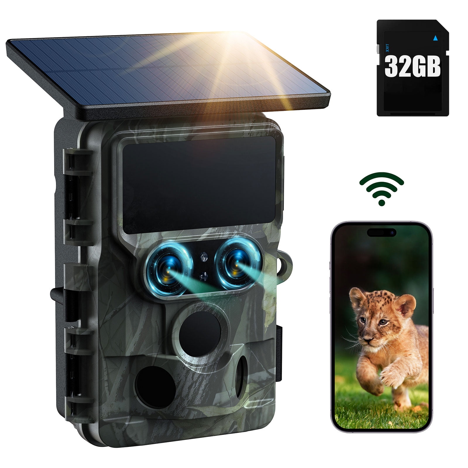 CAMPARK 60MP 4K UHD Solar Trail Camera with Night Vision, WiFi ...