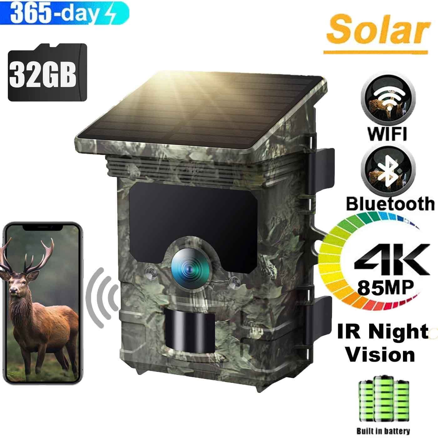 CAMPARK Solar Trail Camera 85MP 4K 2200mAh Built-in Lithium Battery ...