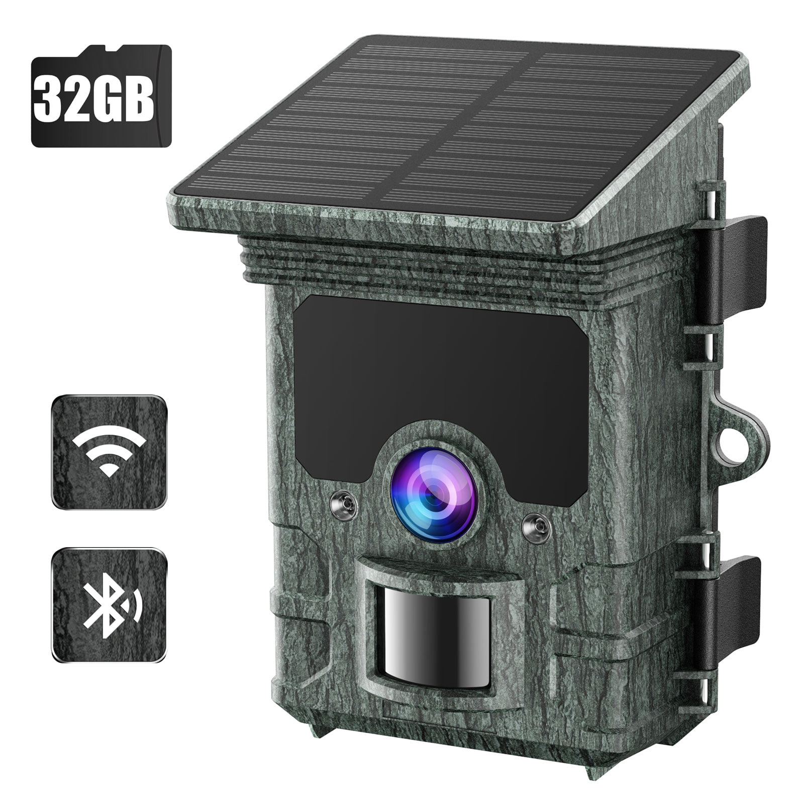 CAMPARK Solar Trail Camera with SD Card 4K 30fps WiFi Bluetooth 46MP ...