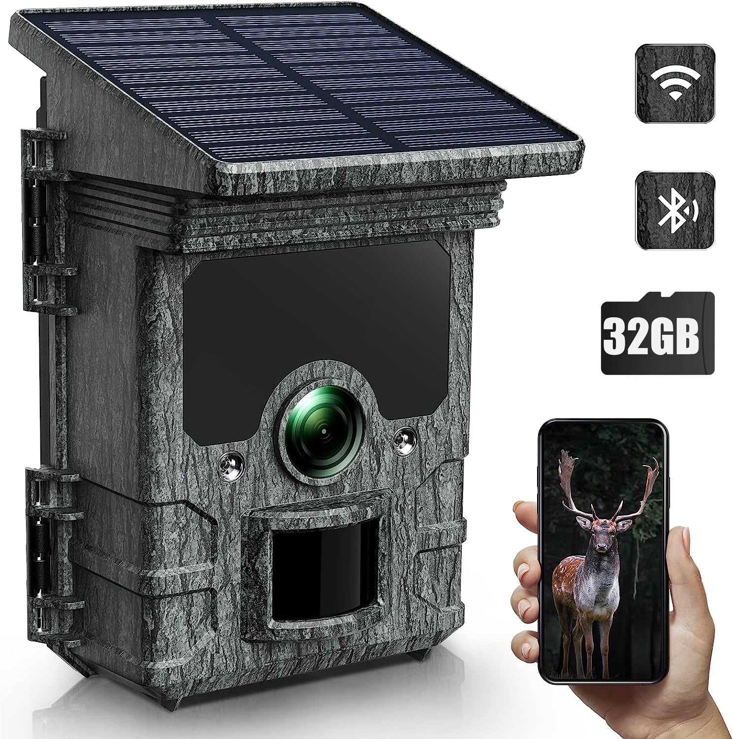 CAMPARK Solar WiFi Trail Cam, 4K 30fps 46MP, Night Vision, Waterproof ...