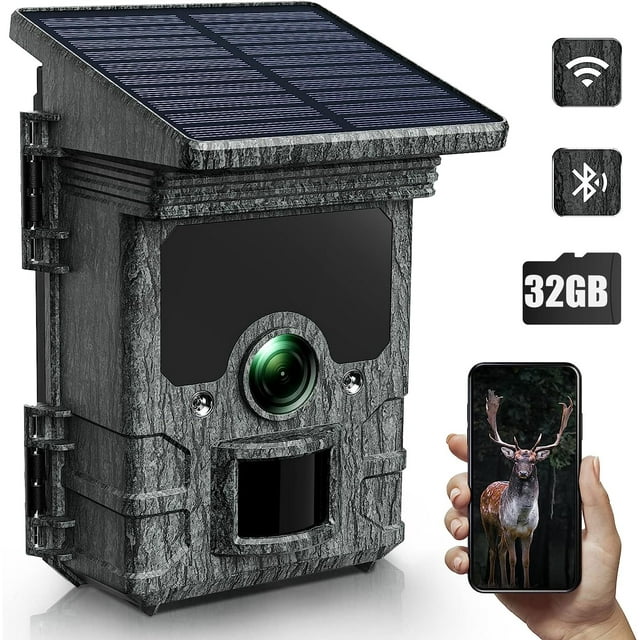 CAMPARK Solar WiFi Trail Cam, 4K 30fps 46MP, Night Vision, Waterproof ...