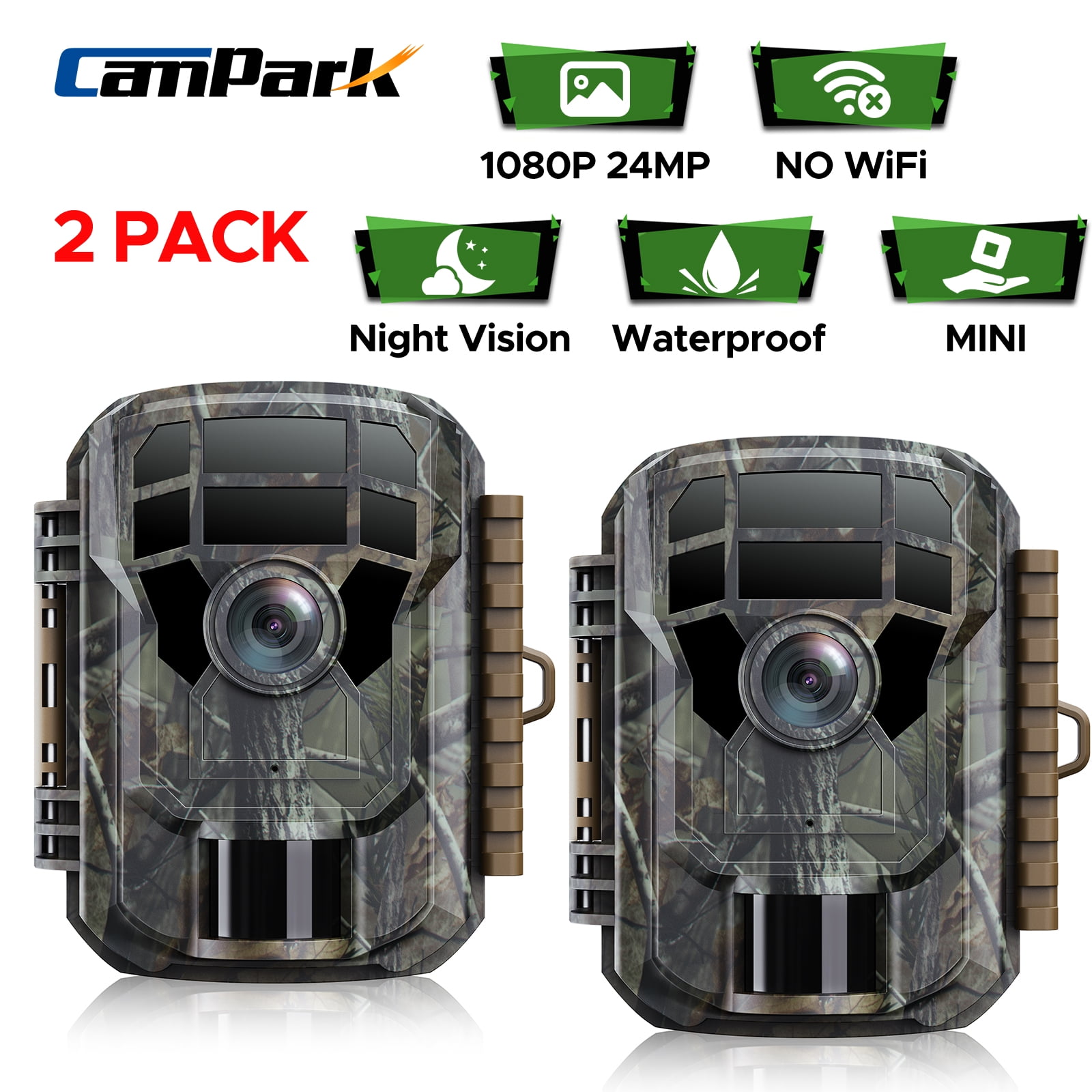 CAMPARK Trail Camera 24MP 1080P Game Hunting Deer Camera Night Vision ...