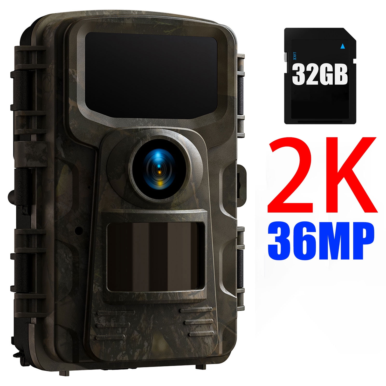 CAMPARK Trail Camera with SD Card 36MP 2K Game Hunting Deer Camera with ...