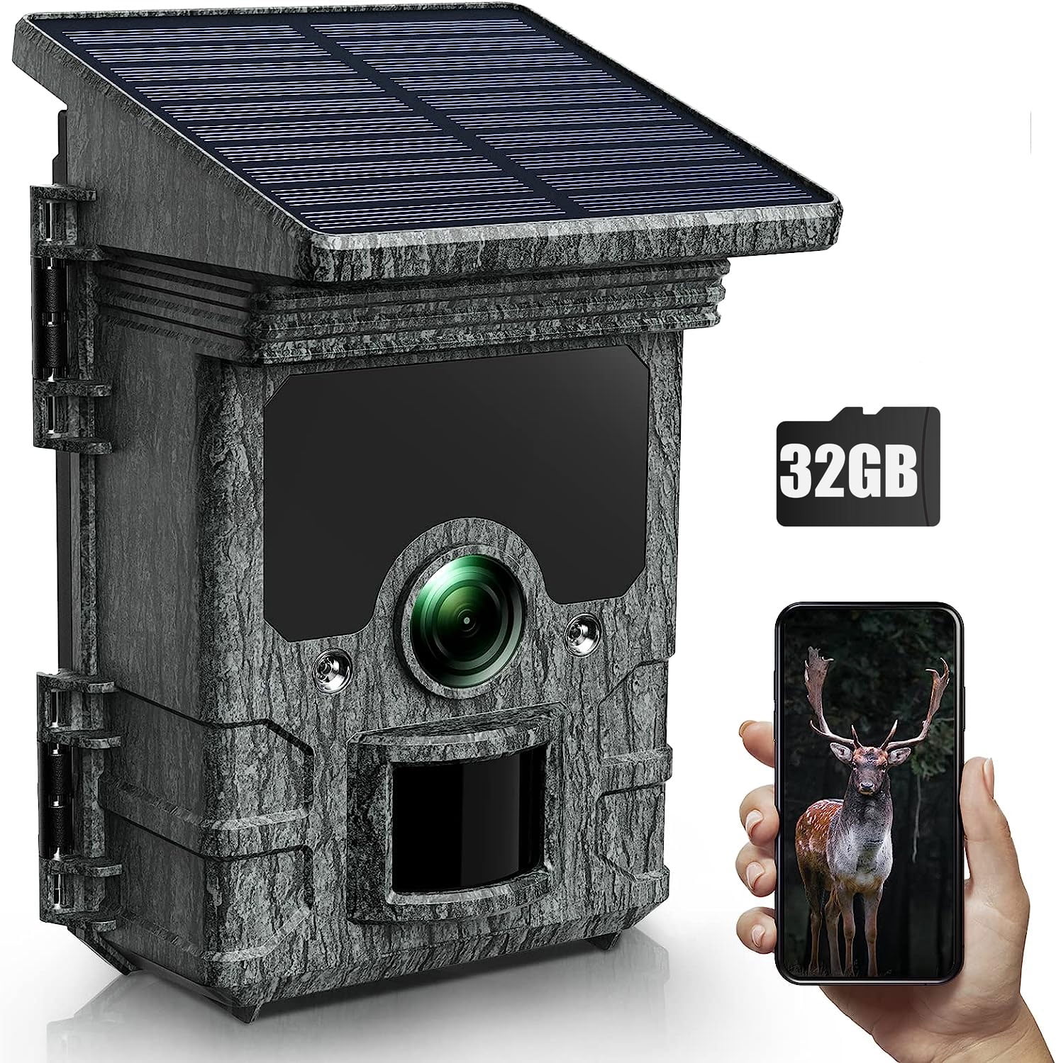 CAMPARK Trail Camera Solar Powered with SD Card, 46MP 4K 30FPS WiFi ...