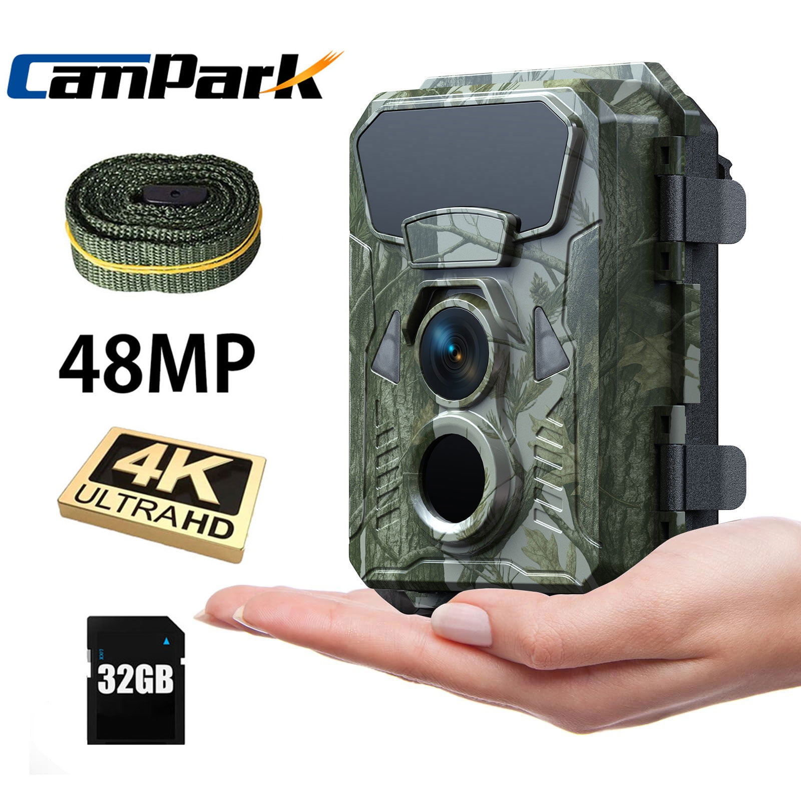 CAMPARK Trail Camera with SD Card 4K 48MP Game Hunting Deer Camera with ...