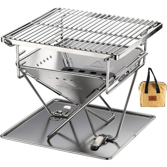 CAMPINGMOON Tabletop Small Charcoal Grill Mini Portable Fire Pit 9.65 ...