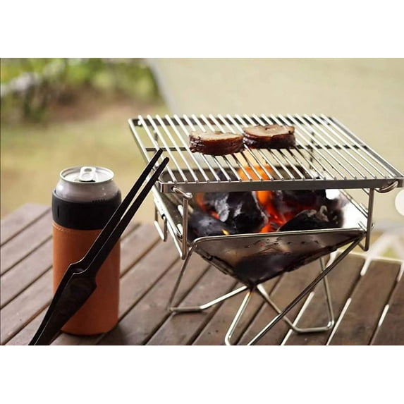 CAMPINGMOON Tabletop Small Charcoal Grill Mini Portable Fire Pit 9.65 ...