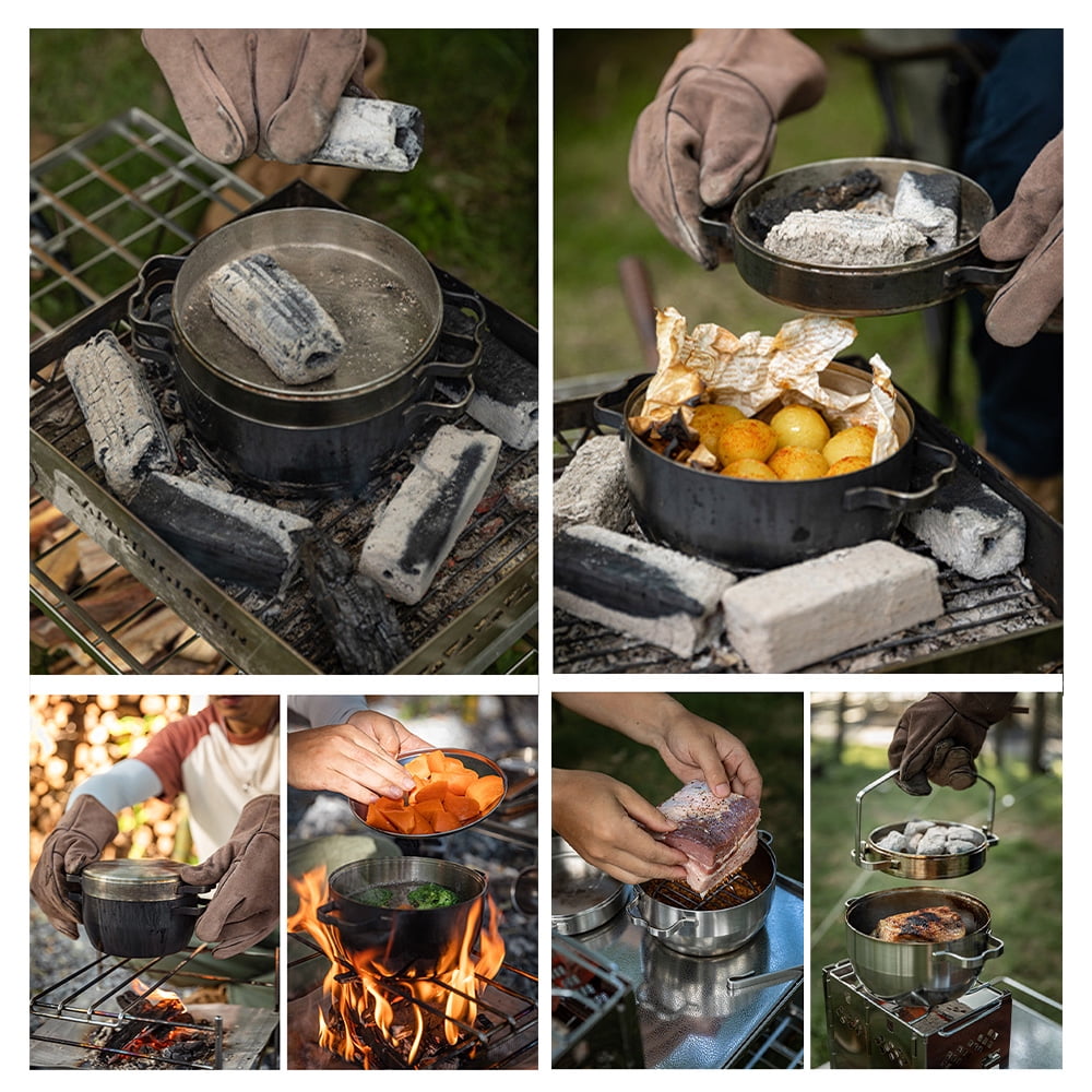 CAMPINGMOON hanging oven,Stainless Steel Dutch Stew Pot Thicken Steel ...