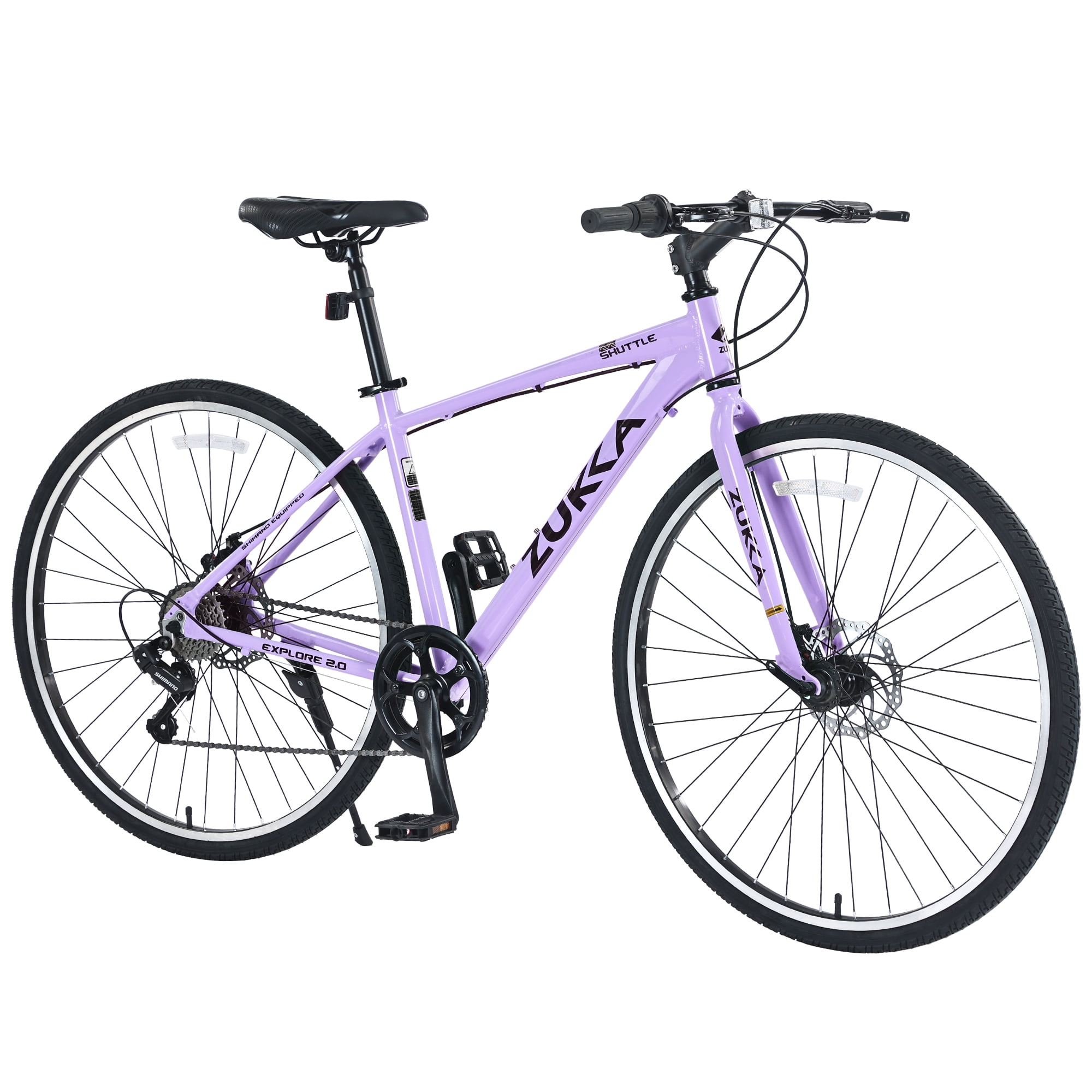 CAMSCH 700C Road Bike, 7 Speed Hybrid Bike Aluminum Alloy Frame Double ...