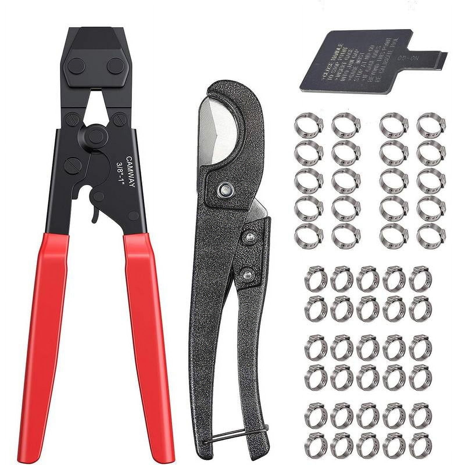 CAMWAY PEX Crimping Cinch Tool & PEX Cutter with 50PCS Ear Hose Clamps ...