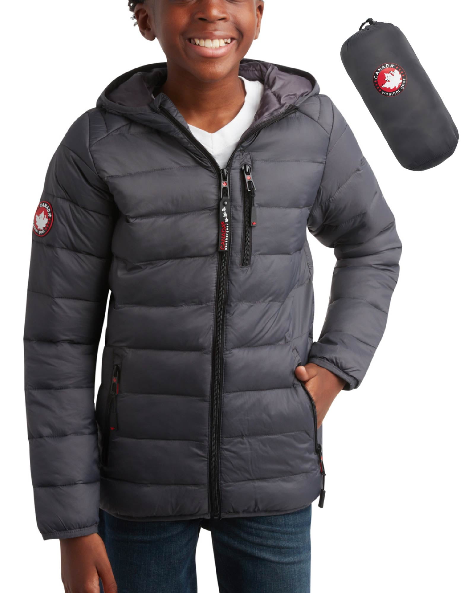 CANADA WEATHER GEAR Boys' Puffer Jacket - Lightweight Nylon Packable Winter Coat for Boys (8-20 ...