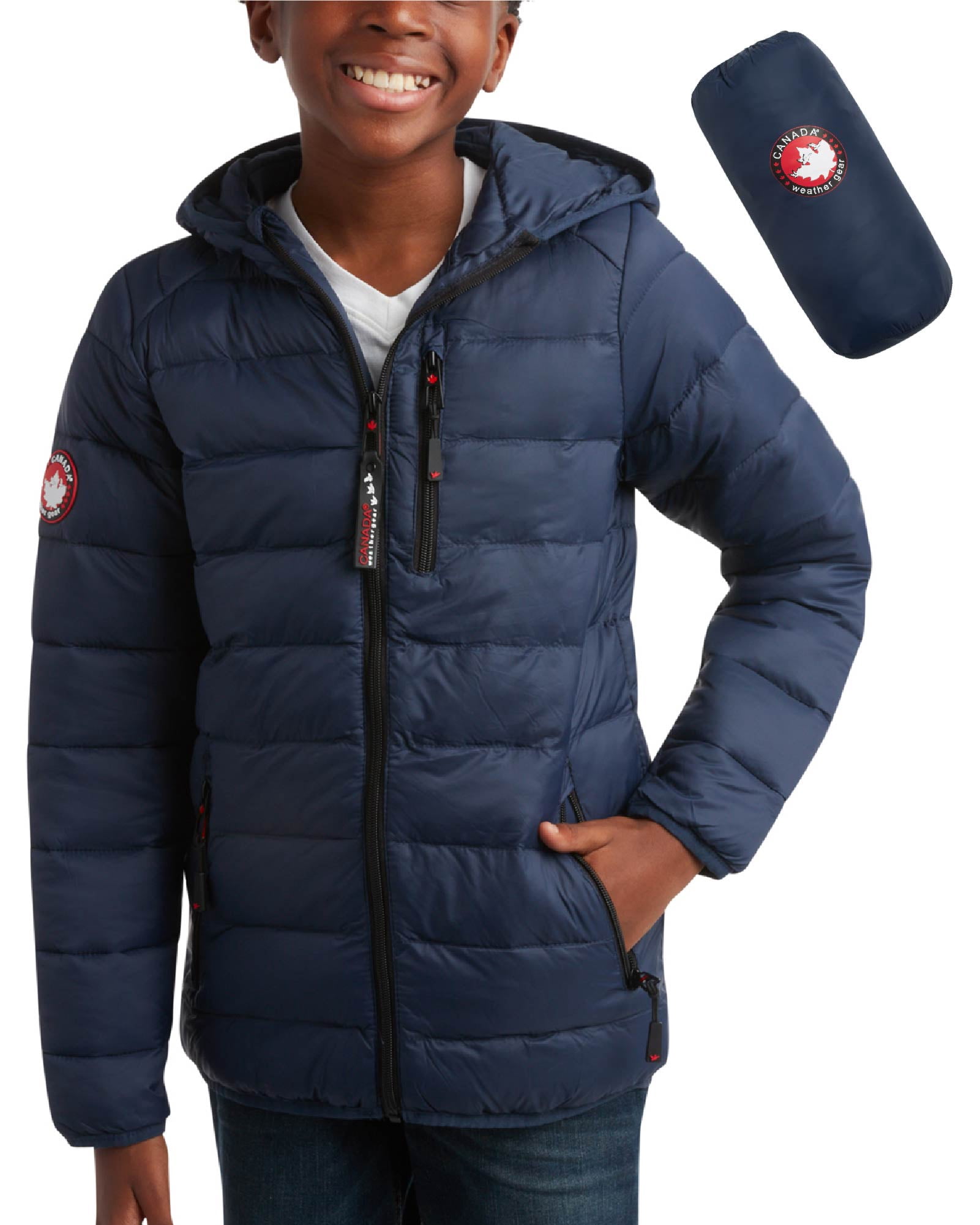 CANADA WEATHER GEAR Boys' Puffer Jacket - Lightweight Nylon Packable ...