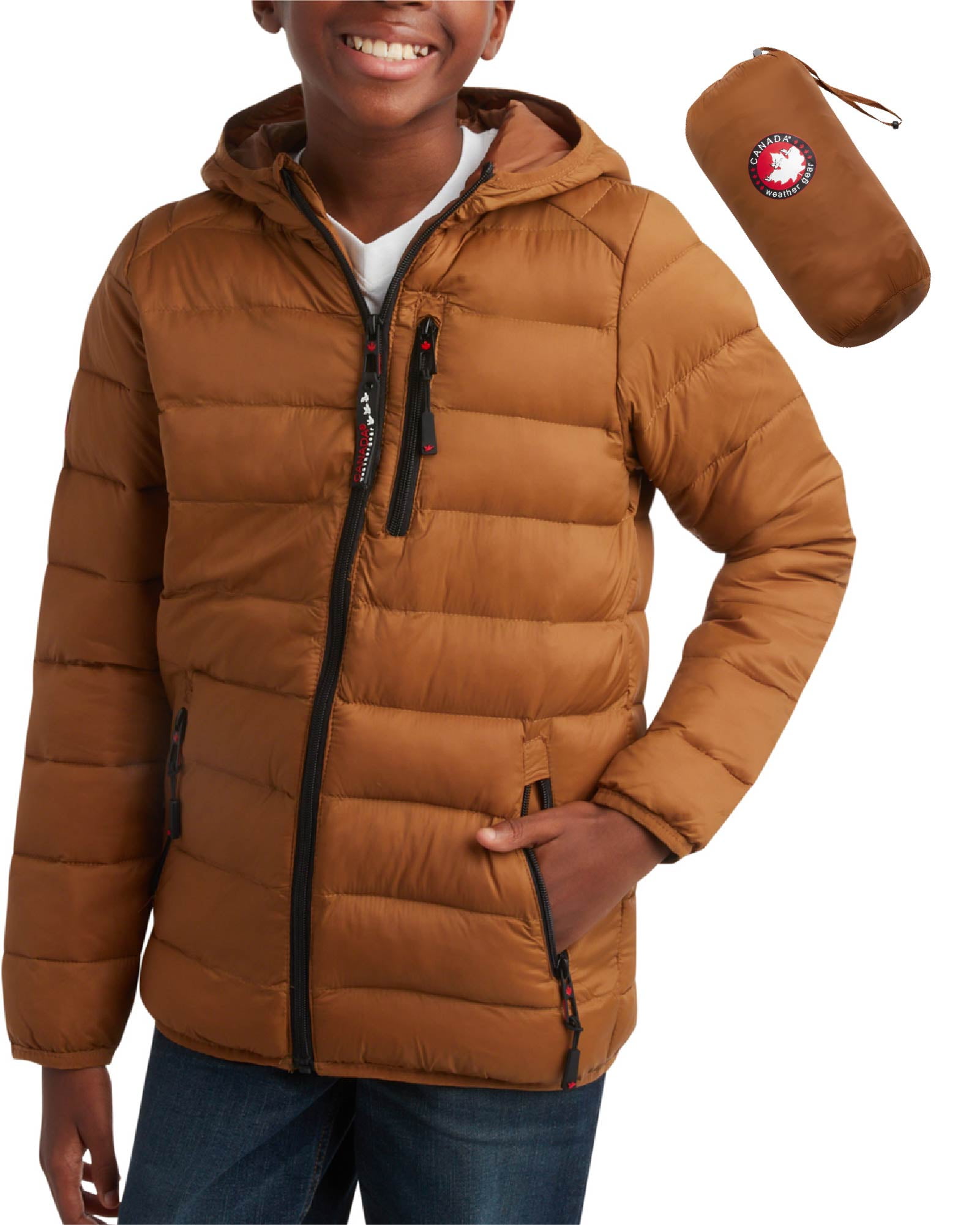 CANADA WEATHER GEAR Boys' Puffer Jacket - Lightweight Nylon Packable ...