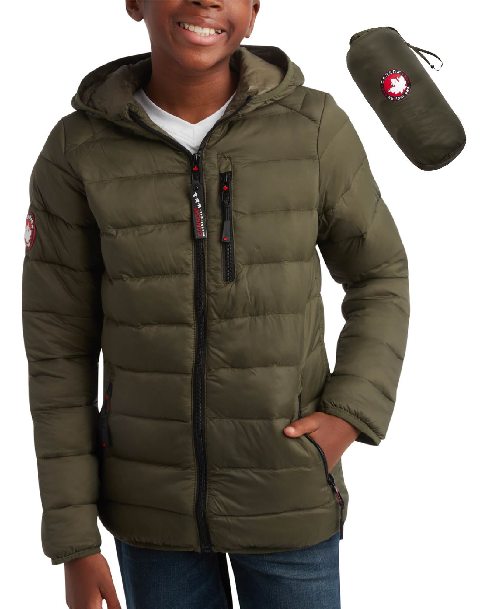 CANADA WEATHER GEAR Boys' Puffer Jacket - Lightweight Nylon Packable ...