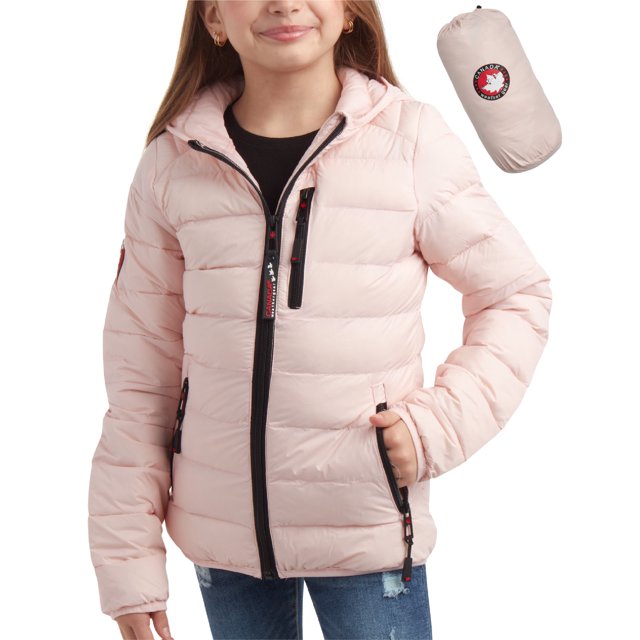 CANADA WEATHER GEAR Girls Puffer Jacket - Lightweight Packable Bubble ...