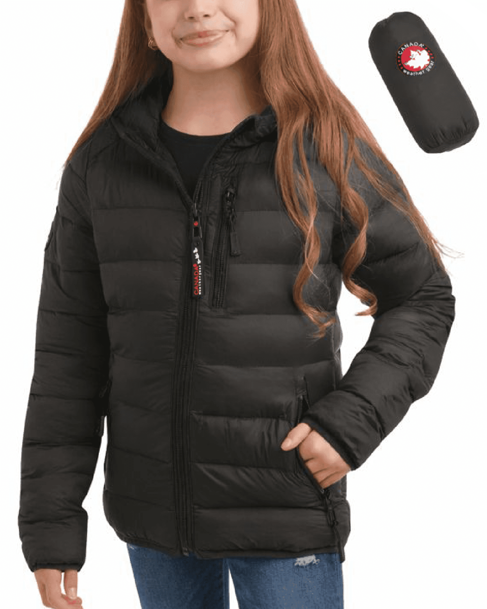 CANADA WEATHER GEAR Girls Puffer Jacket - Lightweight Packable Bubble ...