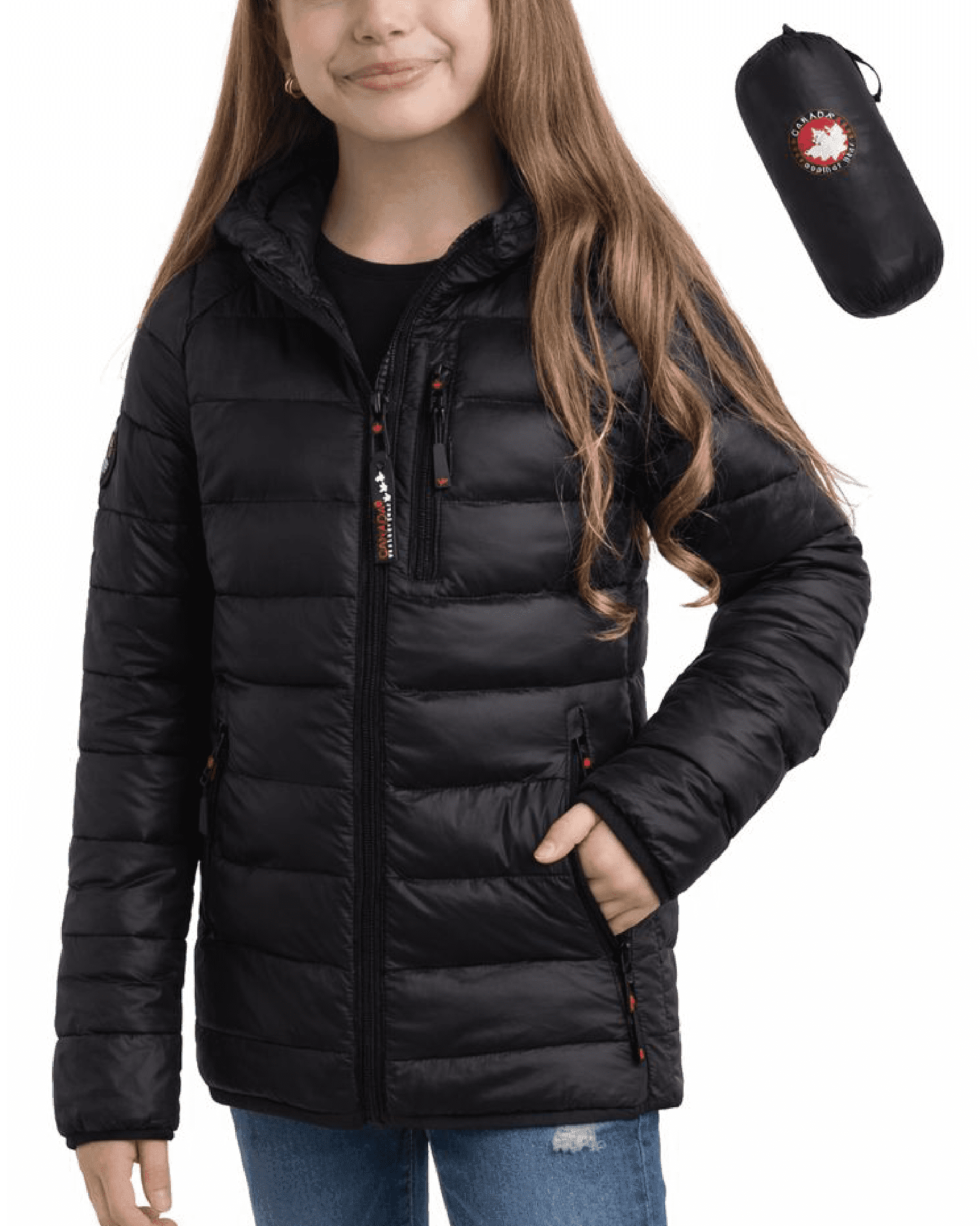 CANADA WEATHER GEAR Girls Puffer Jacket - Lightweight Packable Bubble ...