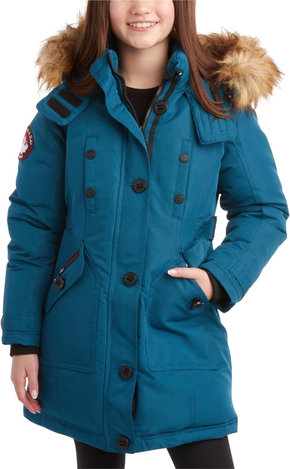 Girls' Padded Winter Jacket with Belt and Faux Fur Hood RH0784 ...