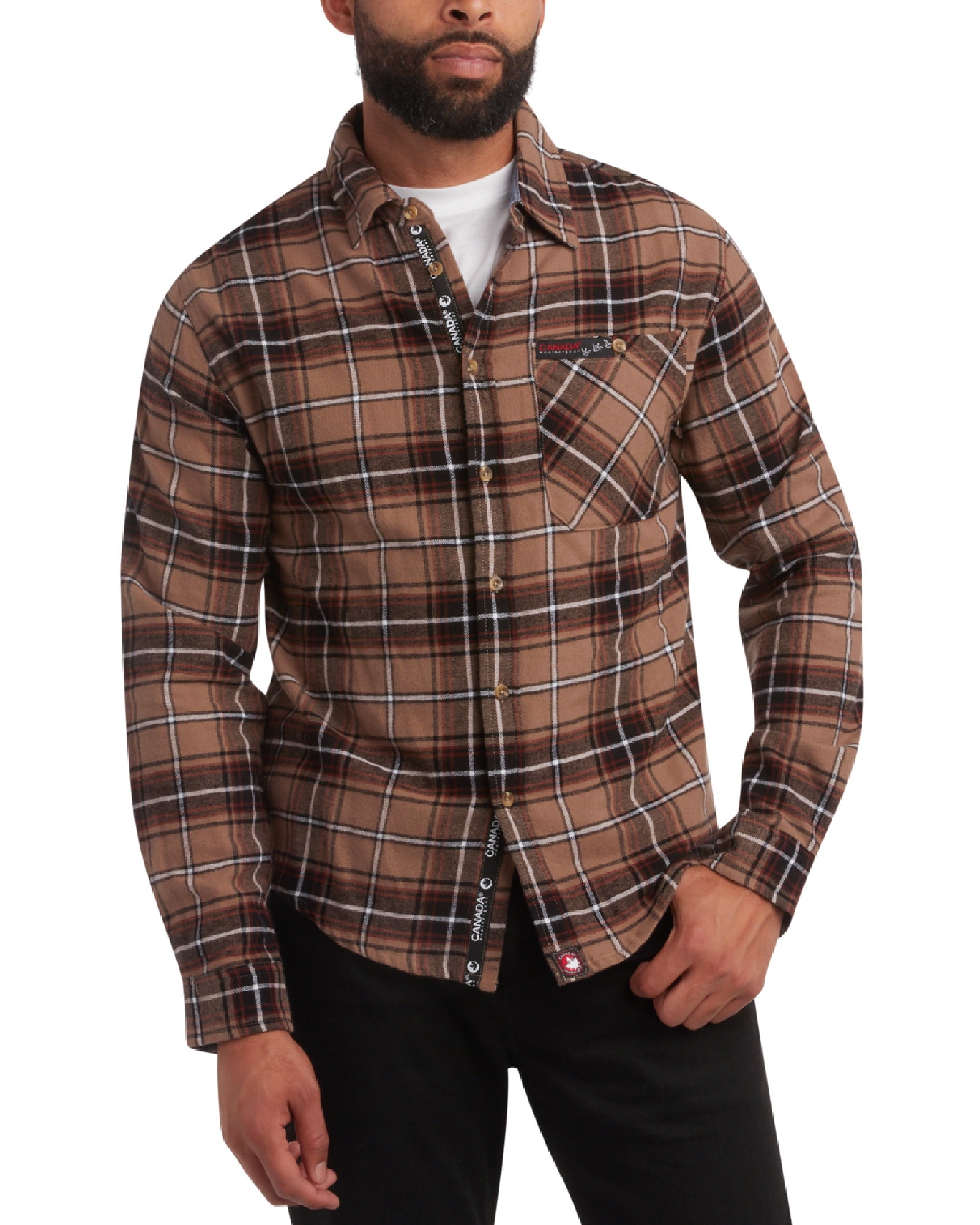 CANADA WEATHER GEAR Men's Flannel Shirt - Casual Button Down Long ...